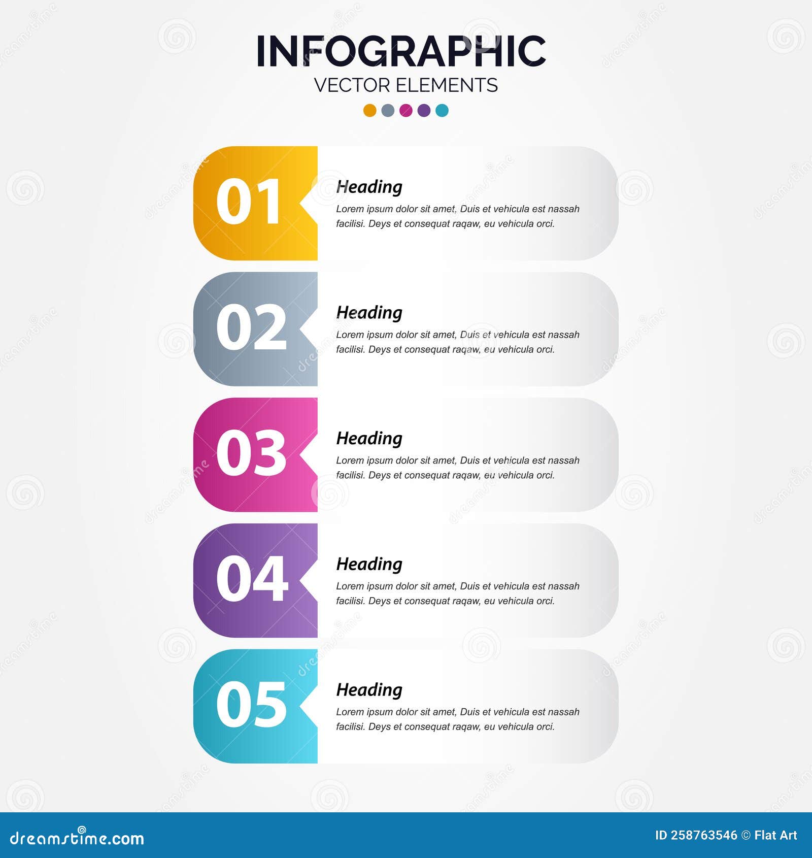 Vector Vertical Infographic Design with Icons. 5 Options or 5 Steps ...