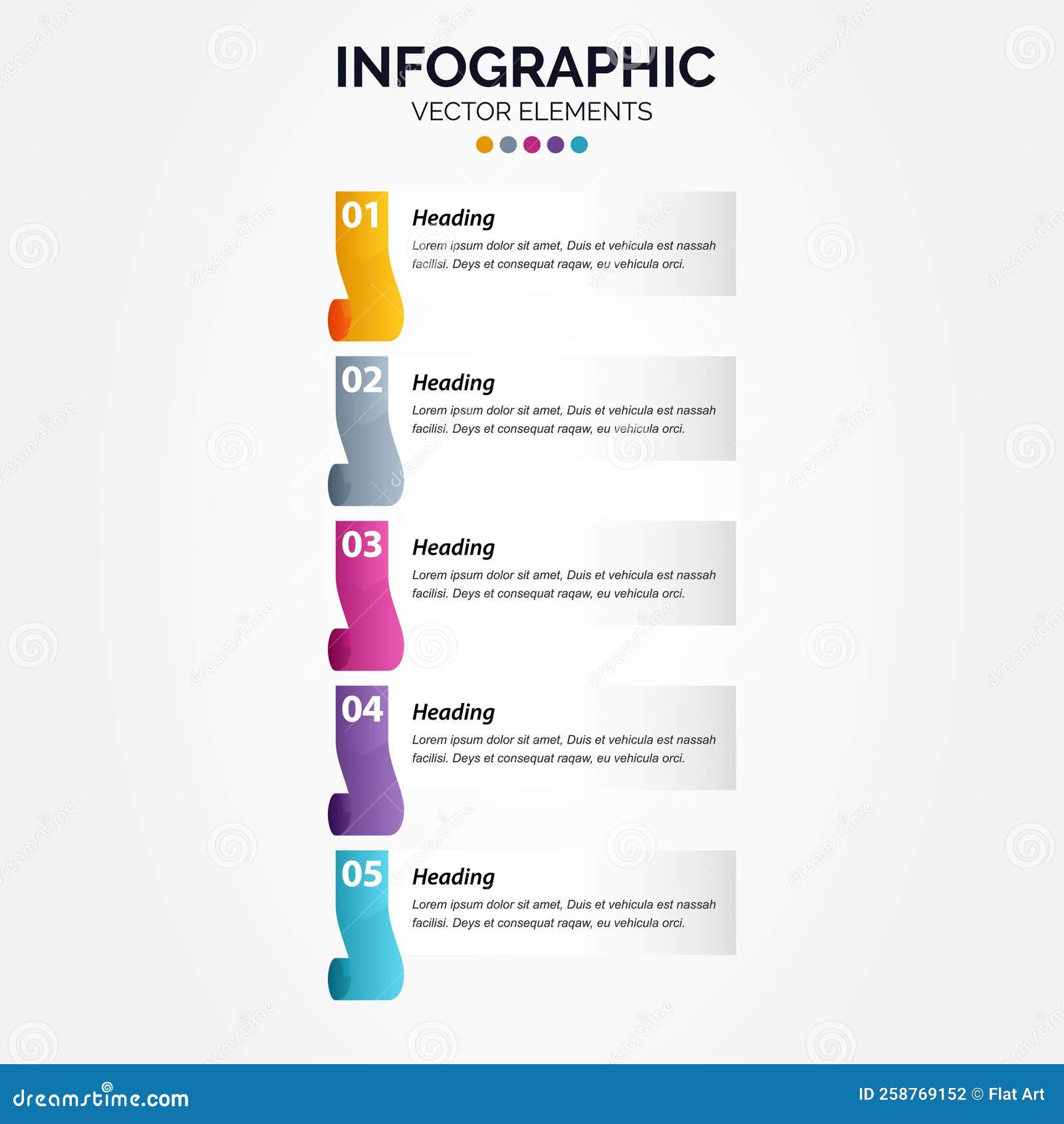 Vector Vertical Infographic Design with Icons. 5 Options or 5 Steps ...