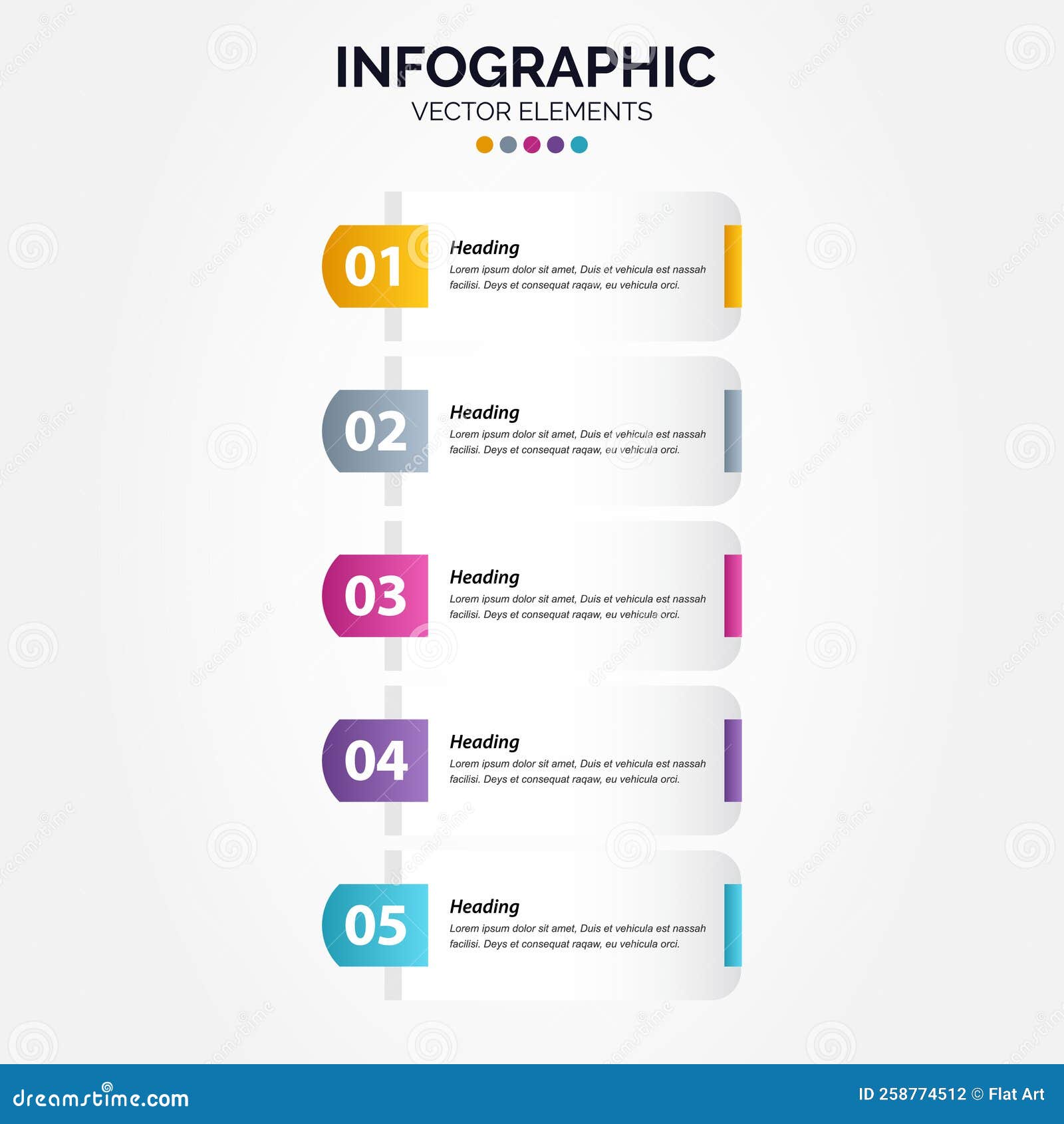 Vector Vertical Infographic Design with Icons. 5 Options or 5 Steps ...