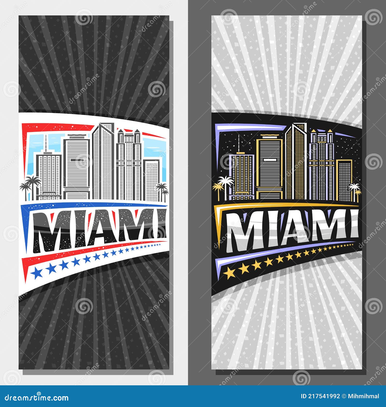 Vector Vertical Templates for Miami Stock Vector - Illustration of ...