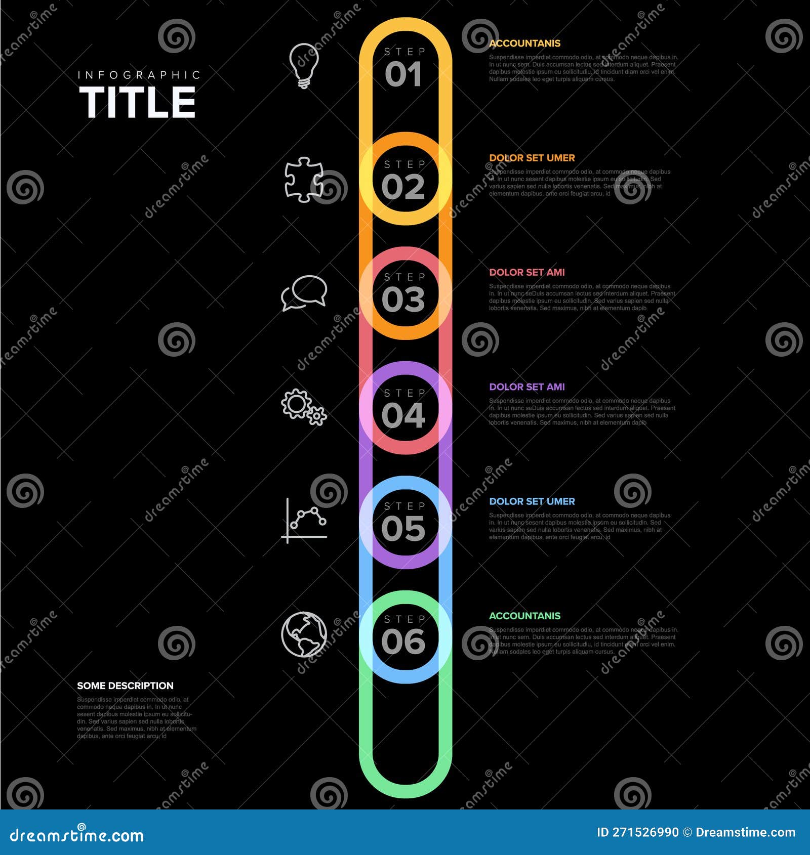 Vertical Progress, Step, Phase Indicators With 5 Steps. Vector ...