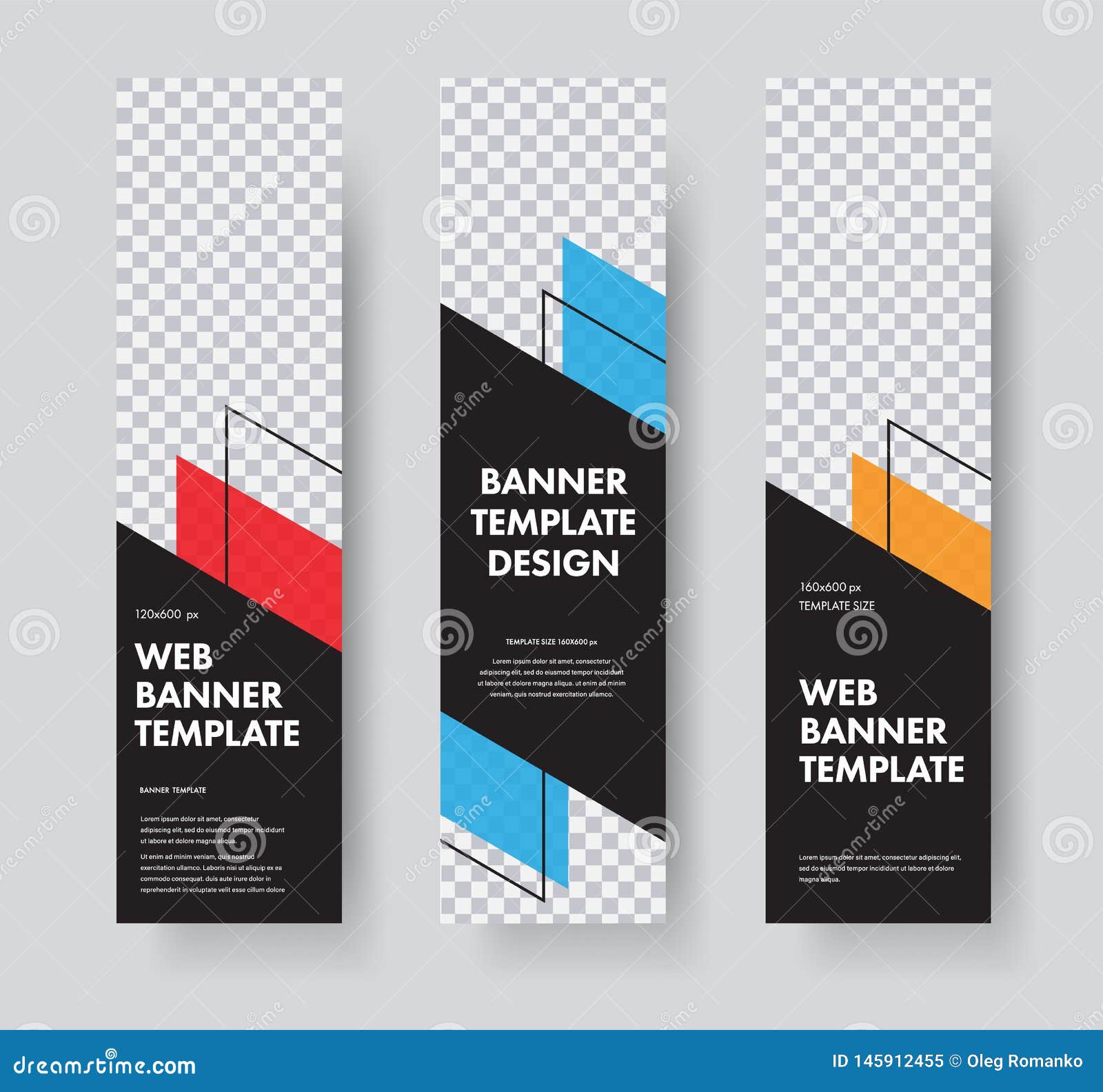 Vector Vertical Web Banner Templates with Diagonal Elements for Photo ...