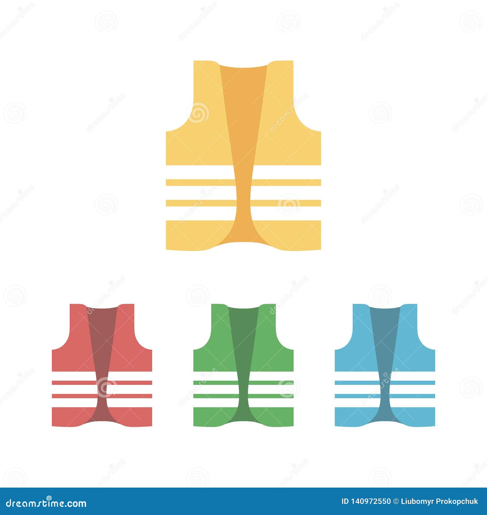 Vector Vest Safety Work Life Jacket Flat Icon Isolated Stock Vector ...