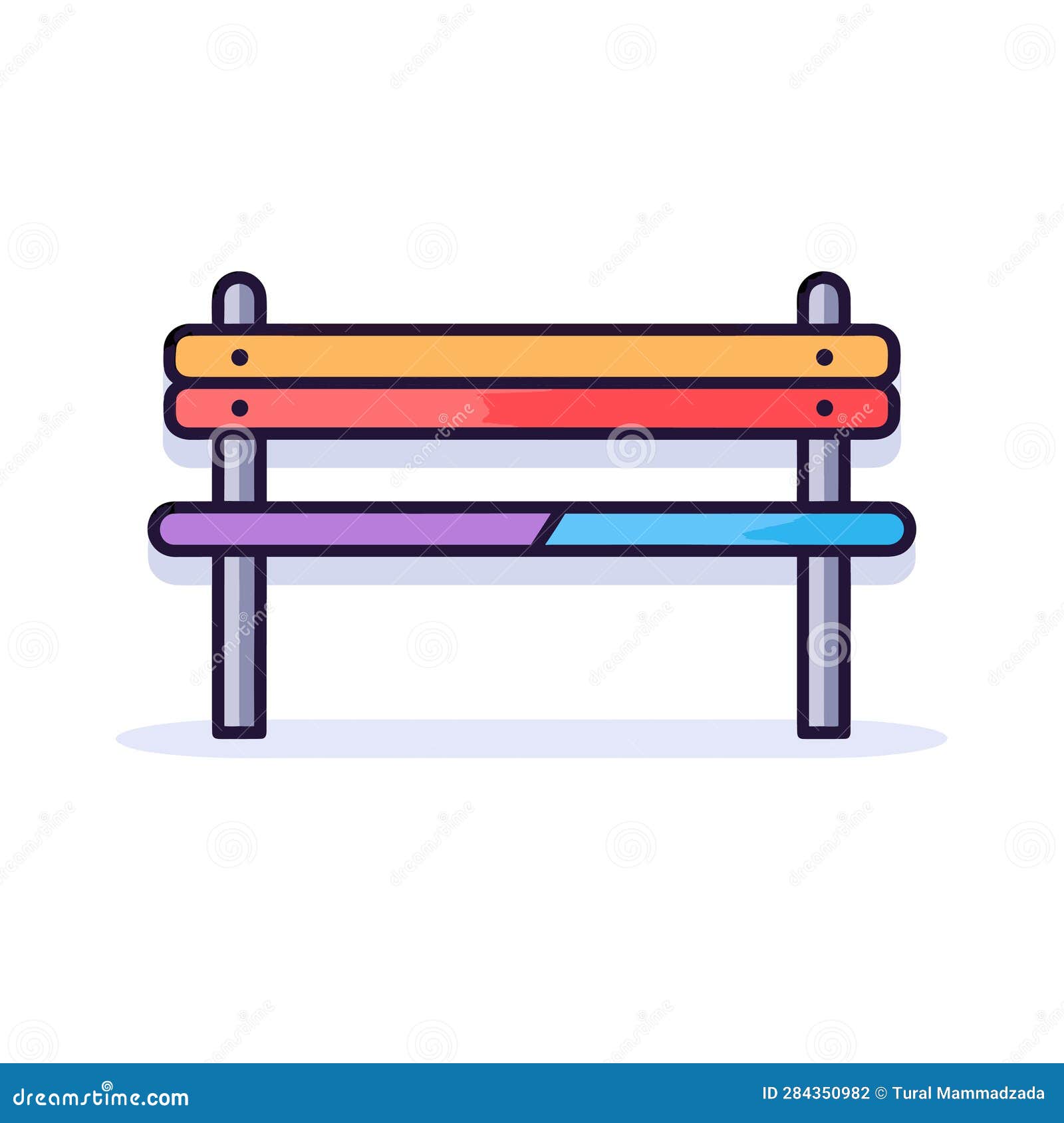 Vector of a Vibrant Bench with a Colorful Seat Stock Vector ...