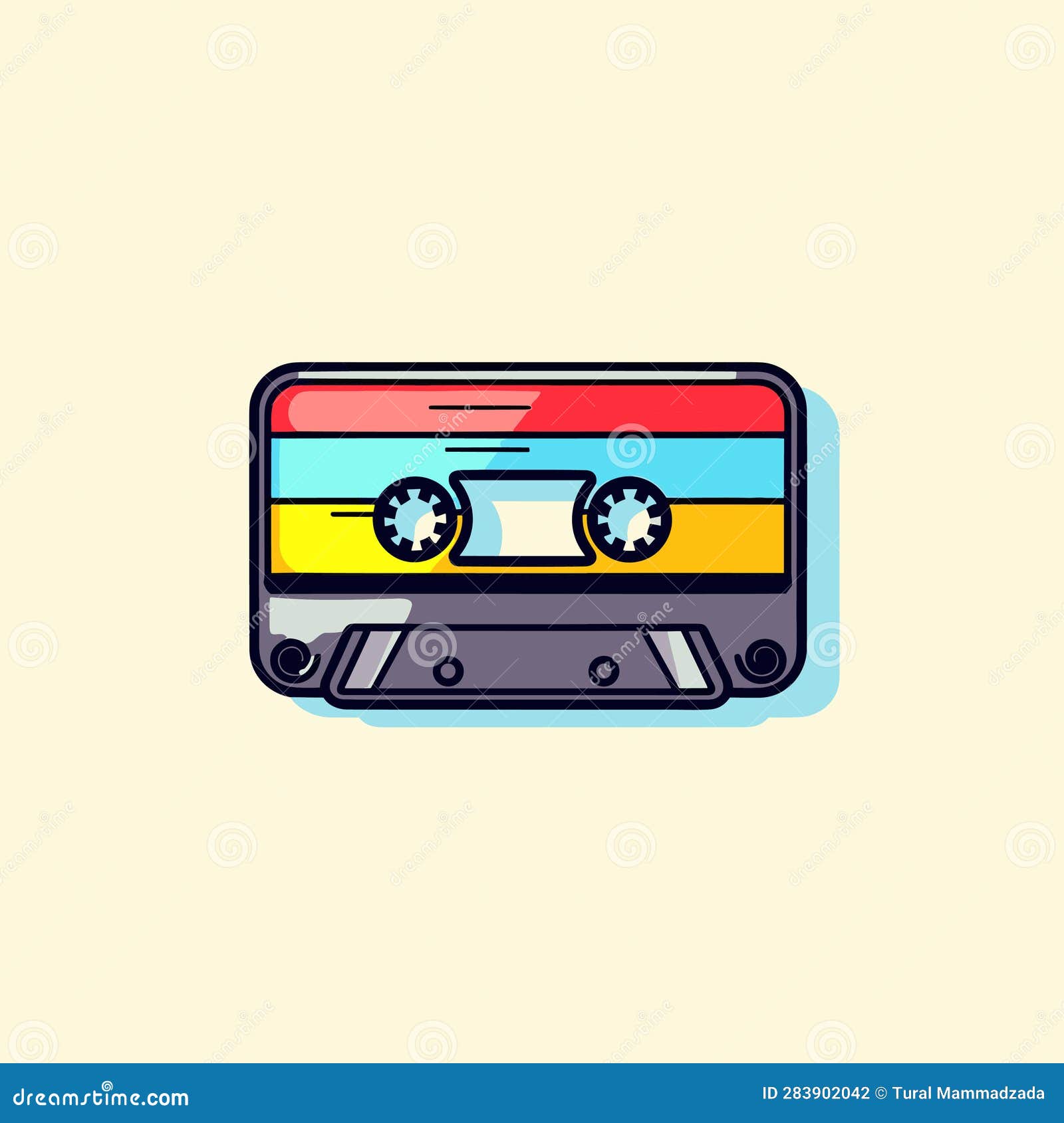 Vector of a Vibrant Cassette Sticker on a Clean White Backdrop Stock ...