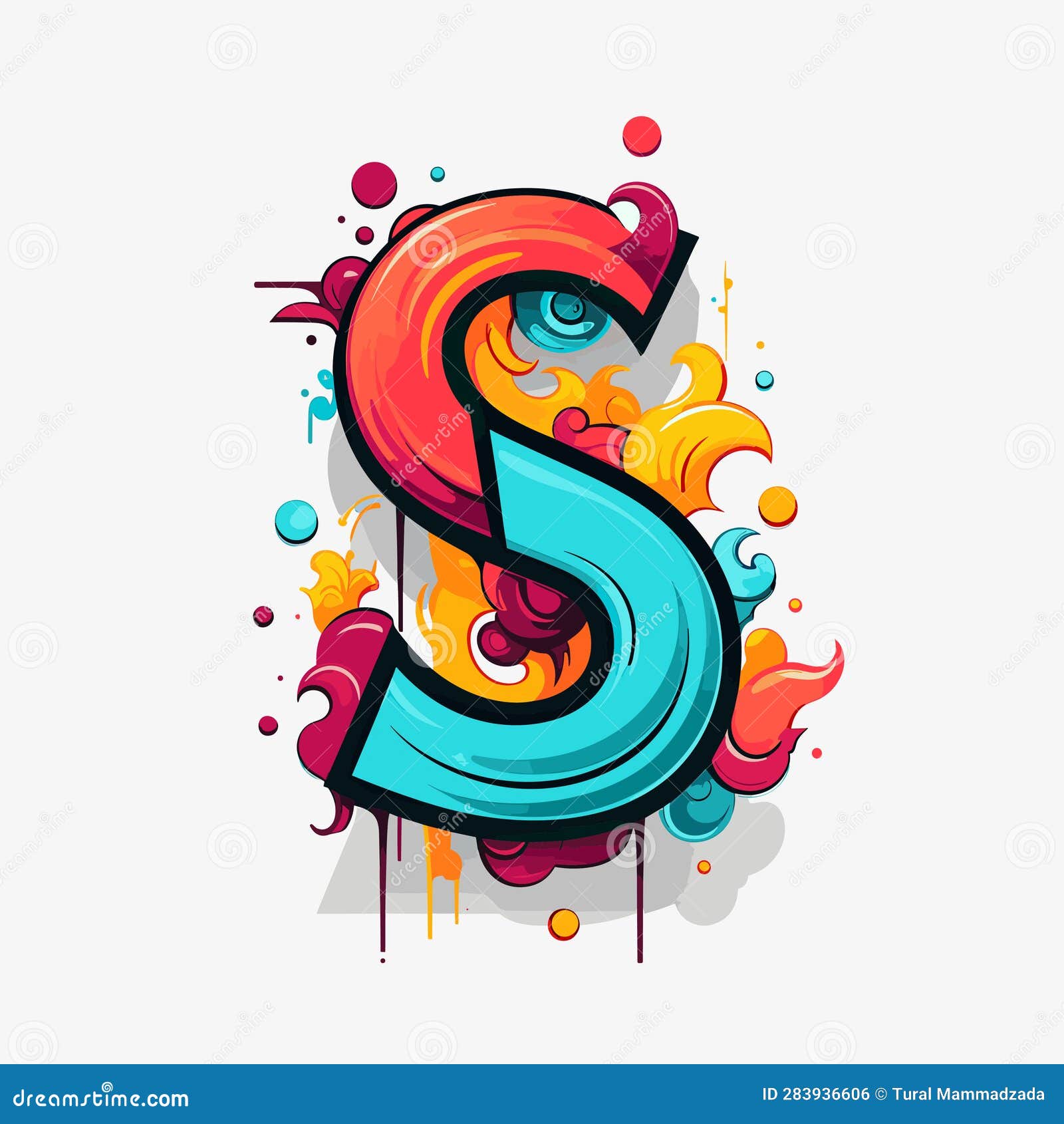 Vector of a Vibrant and Colorful Letter S" Painted in a Flat Vector ...