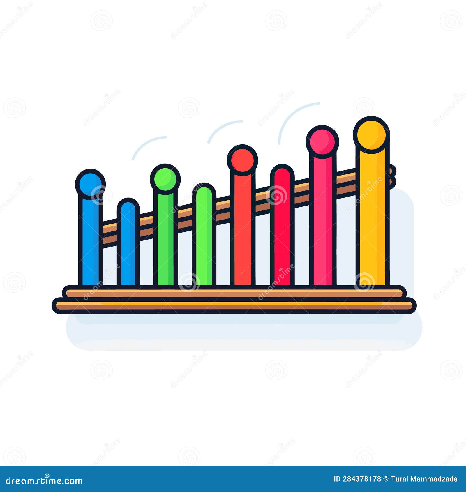 Vector of a Vibrant and Colorful Row of Sticks in a Vector Illustration ...