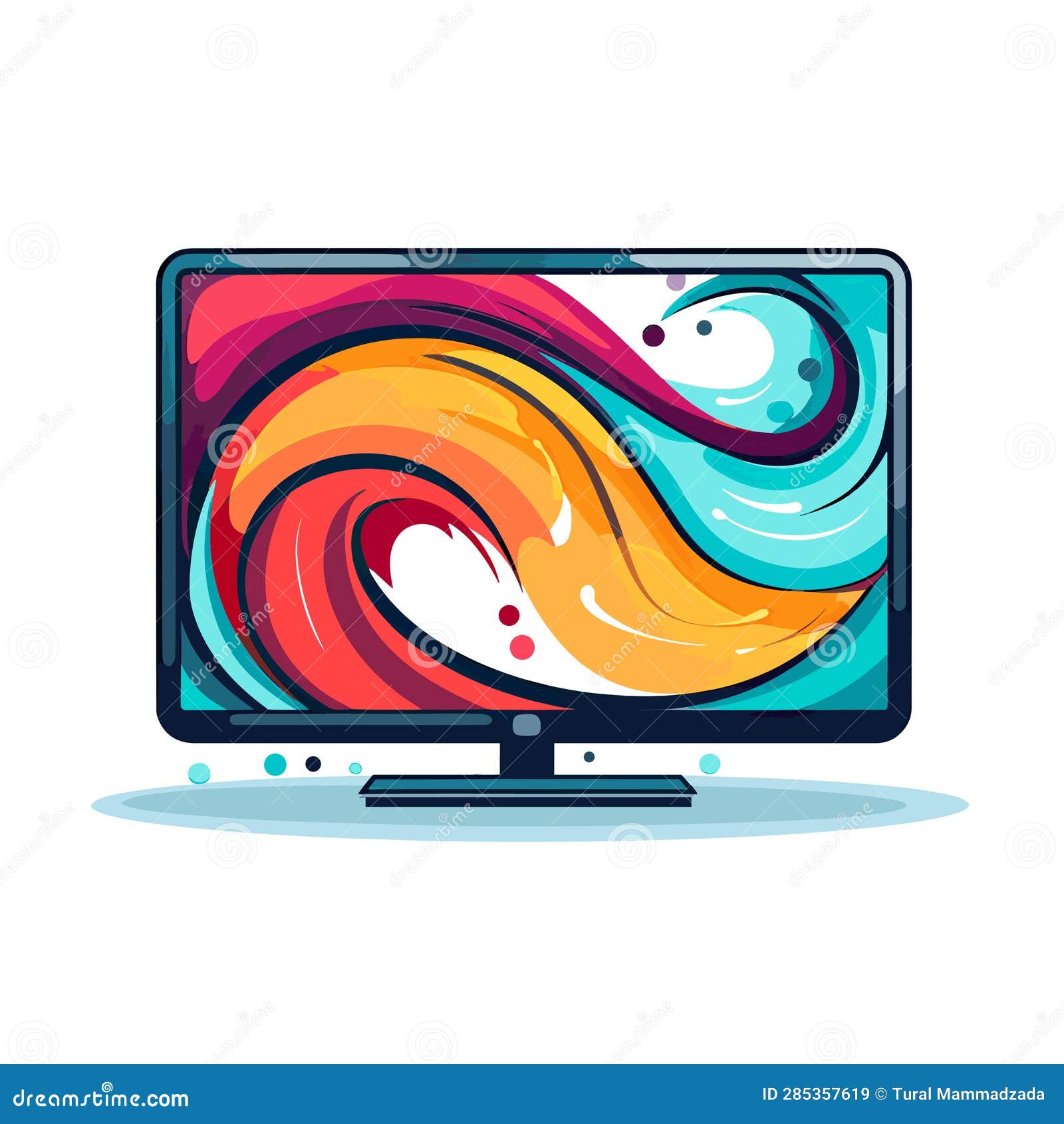 Vector of a Vibrant and Eye-catching Flat Screen TV with Colorful ...