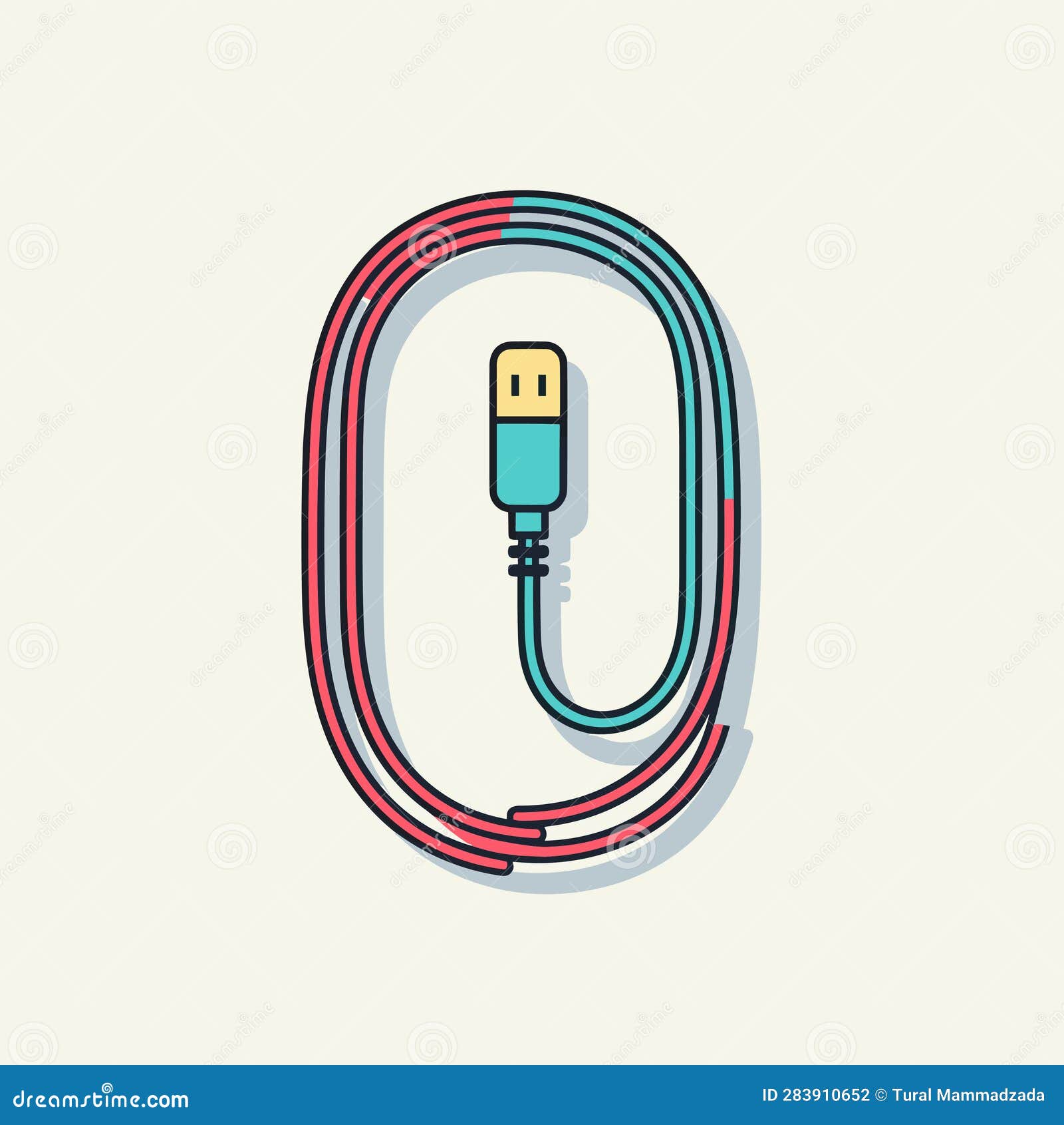 Vector of a Vibrant and Modern Phone Charging Cable in a Flat Design ...