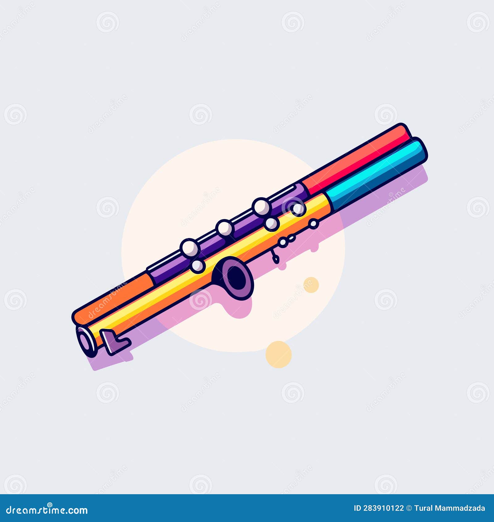 Vector of a Vibrant Rainbow-colored Flute on a White Background Stock ...