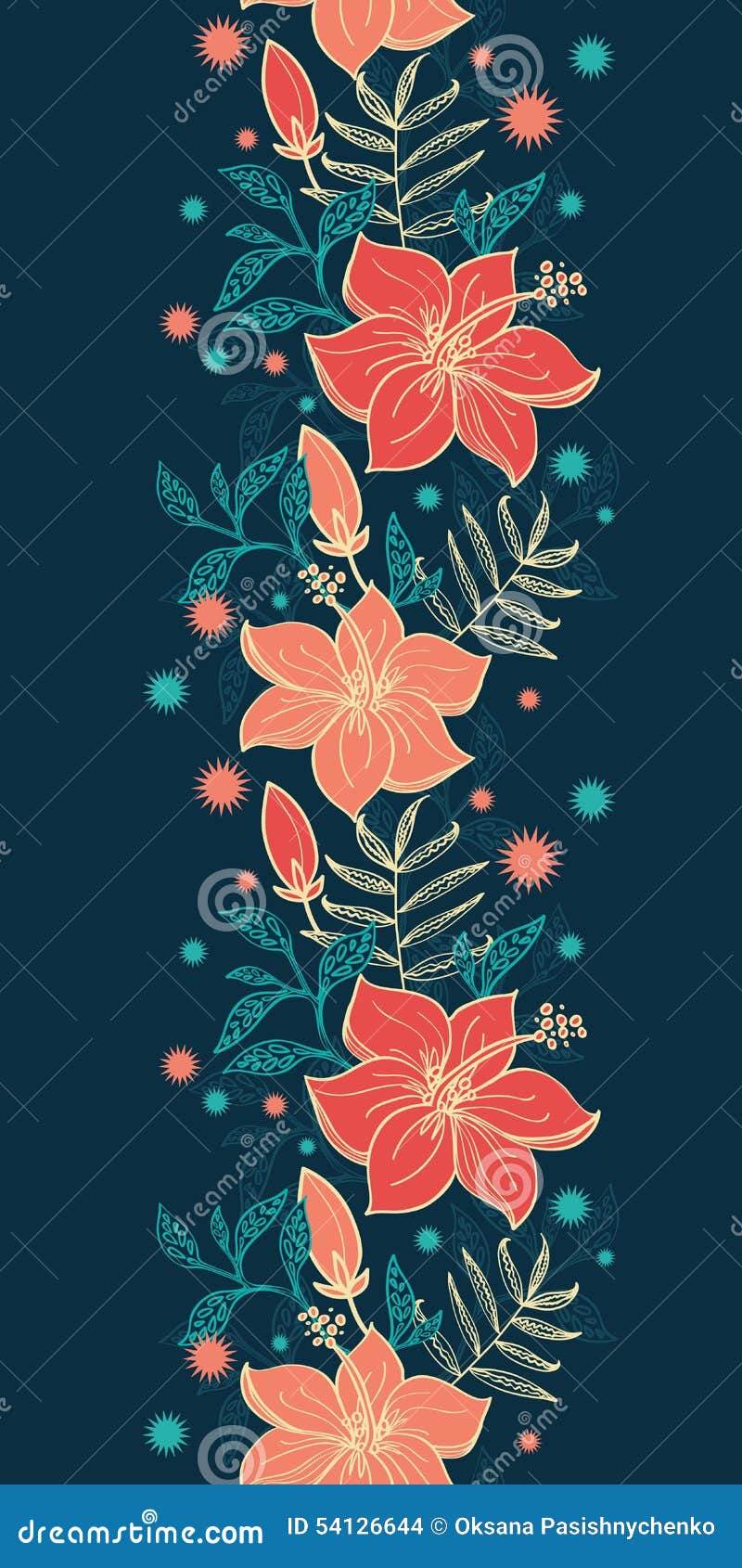 Vector Vibrant Tropical Hibiscus Flowers Vertical Stock Vector ...