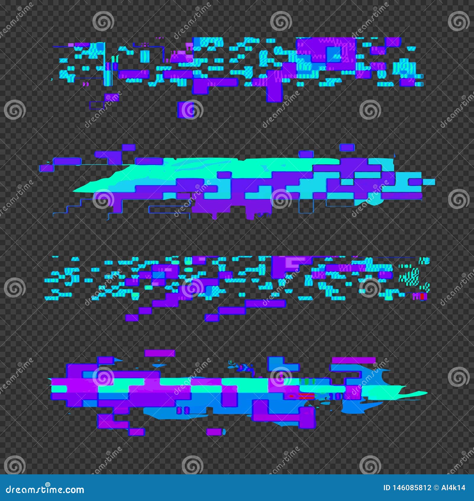 Abstract Glitch Design Elements Set Stock Vector - Illustration of ...