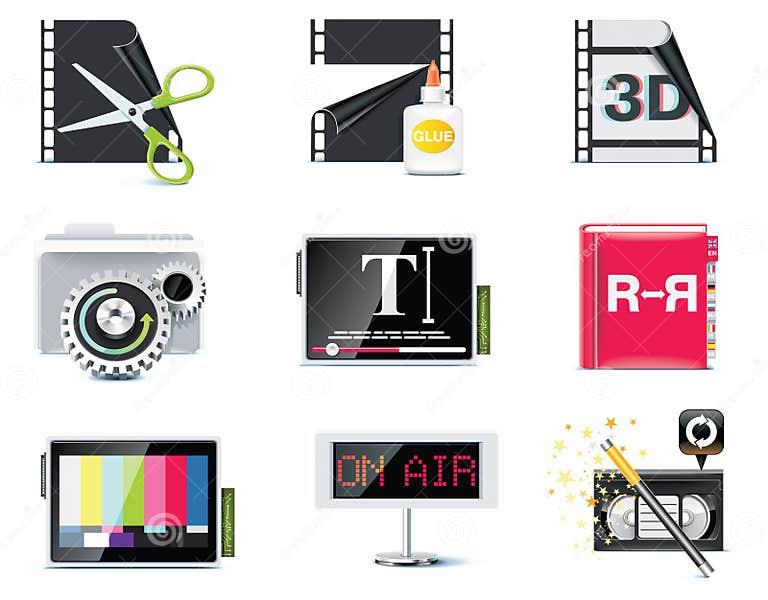 Vector video icons stock vector. Illustration of batch - 14696432