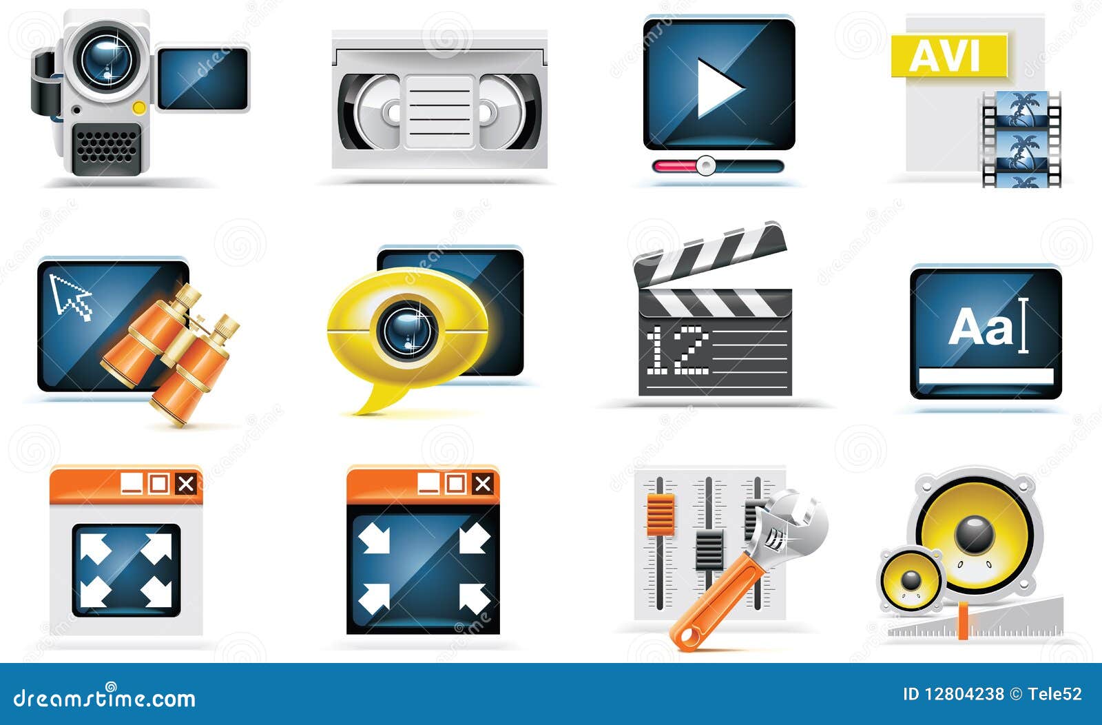 Vector videopictogramreeks vector illustratie. Illustration of symbool ...