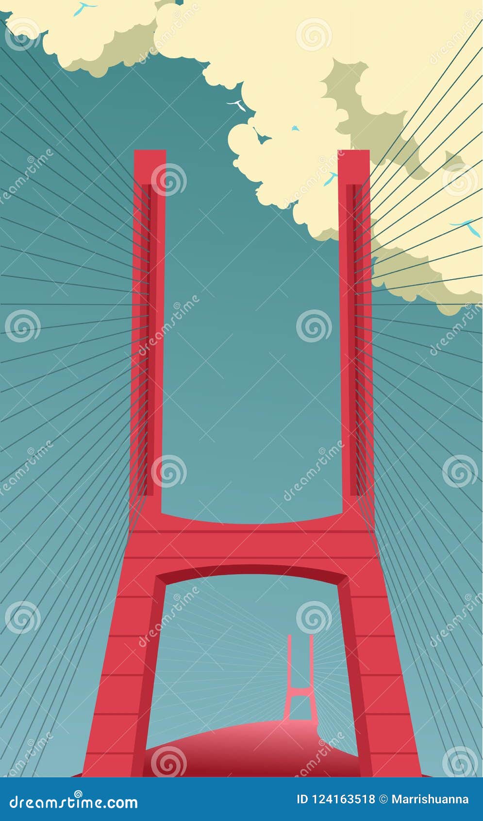Vector view bridge stock vector. Illustration of blue - 124163518