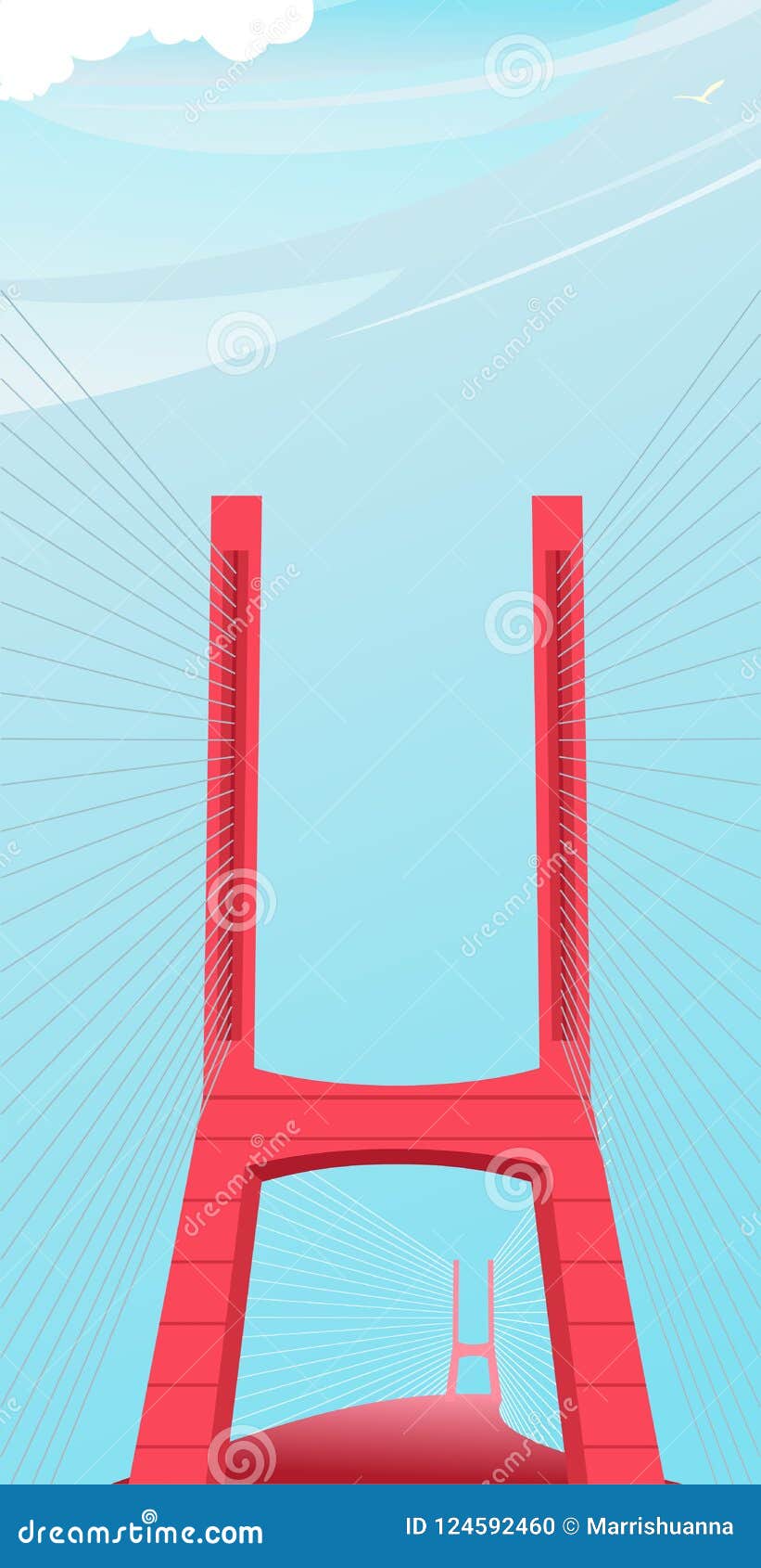 Vector view bridge stock vector. Illustration of blue - 124592460