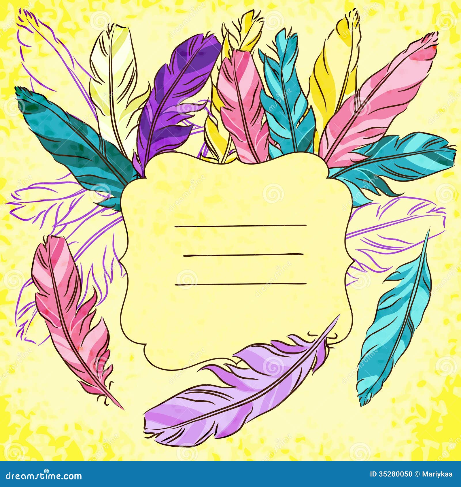 Vector Vignette with Colored Feather Stock Illustration - Illustration ...