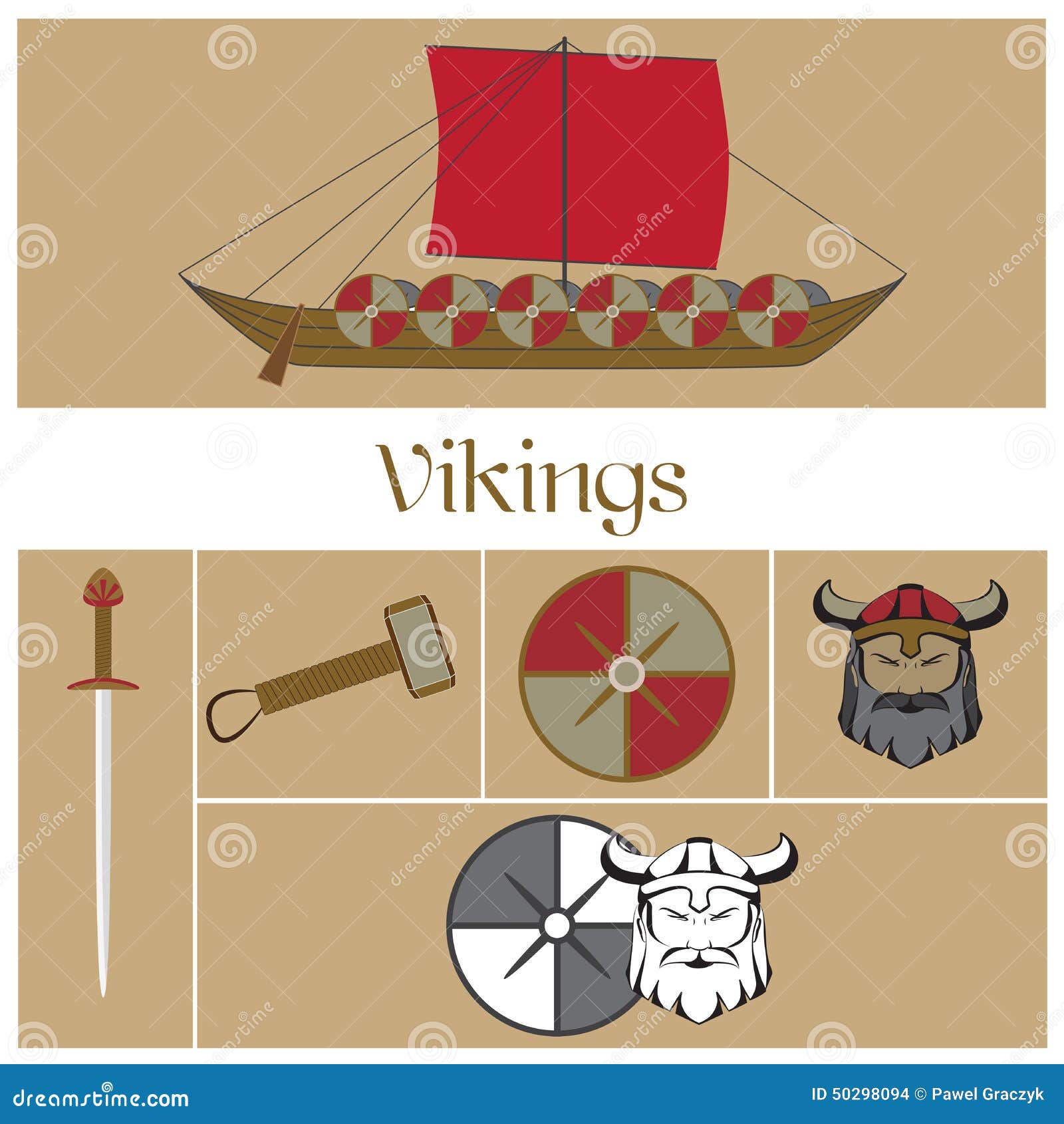 Vector Viking Warrior With Spider On Hat | CartoonDealer.com #100262714