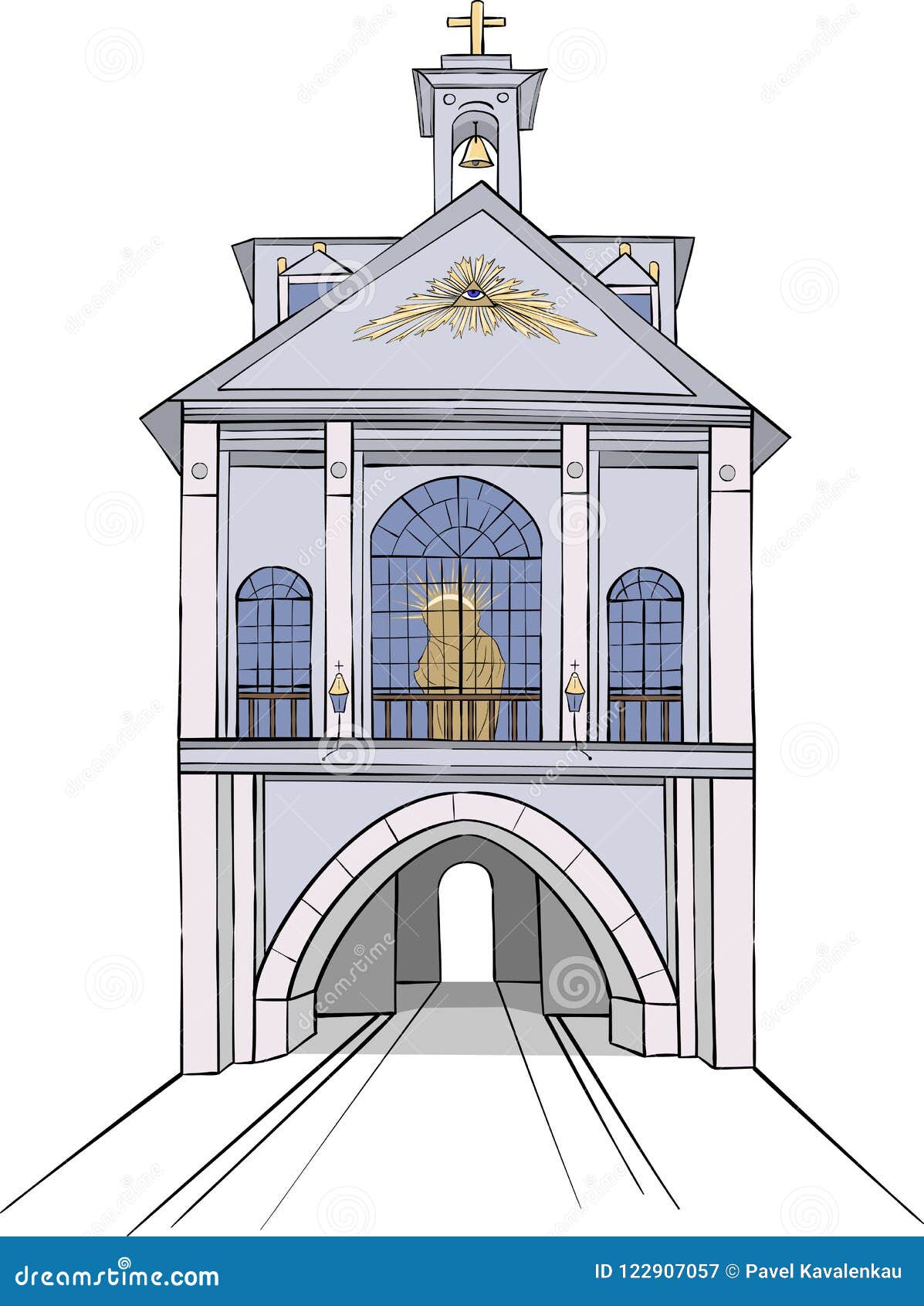 Vector. Vilnius. City Gate with the Icon of the Virgin Mary. Stock ...