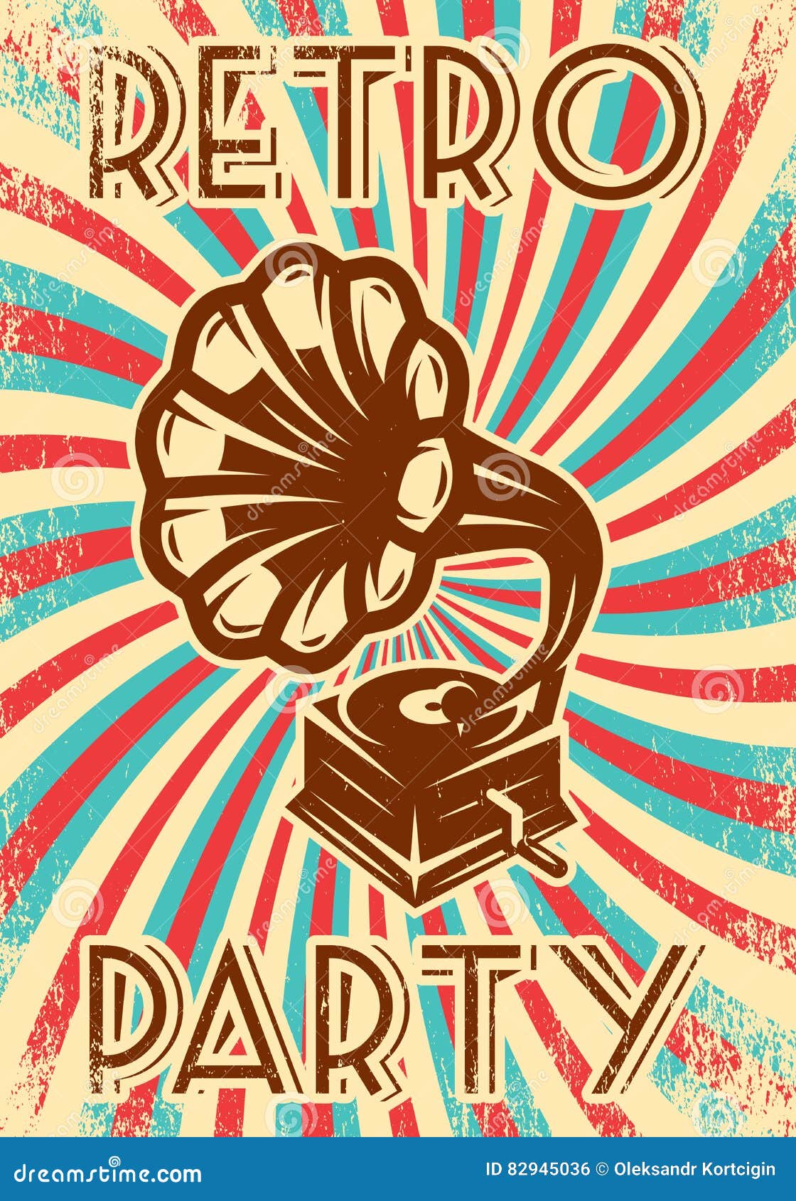 Vector Vintage Advertising Poster with Gramophone for the Party Stock ...