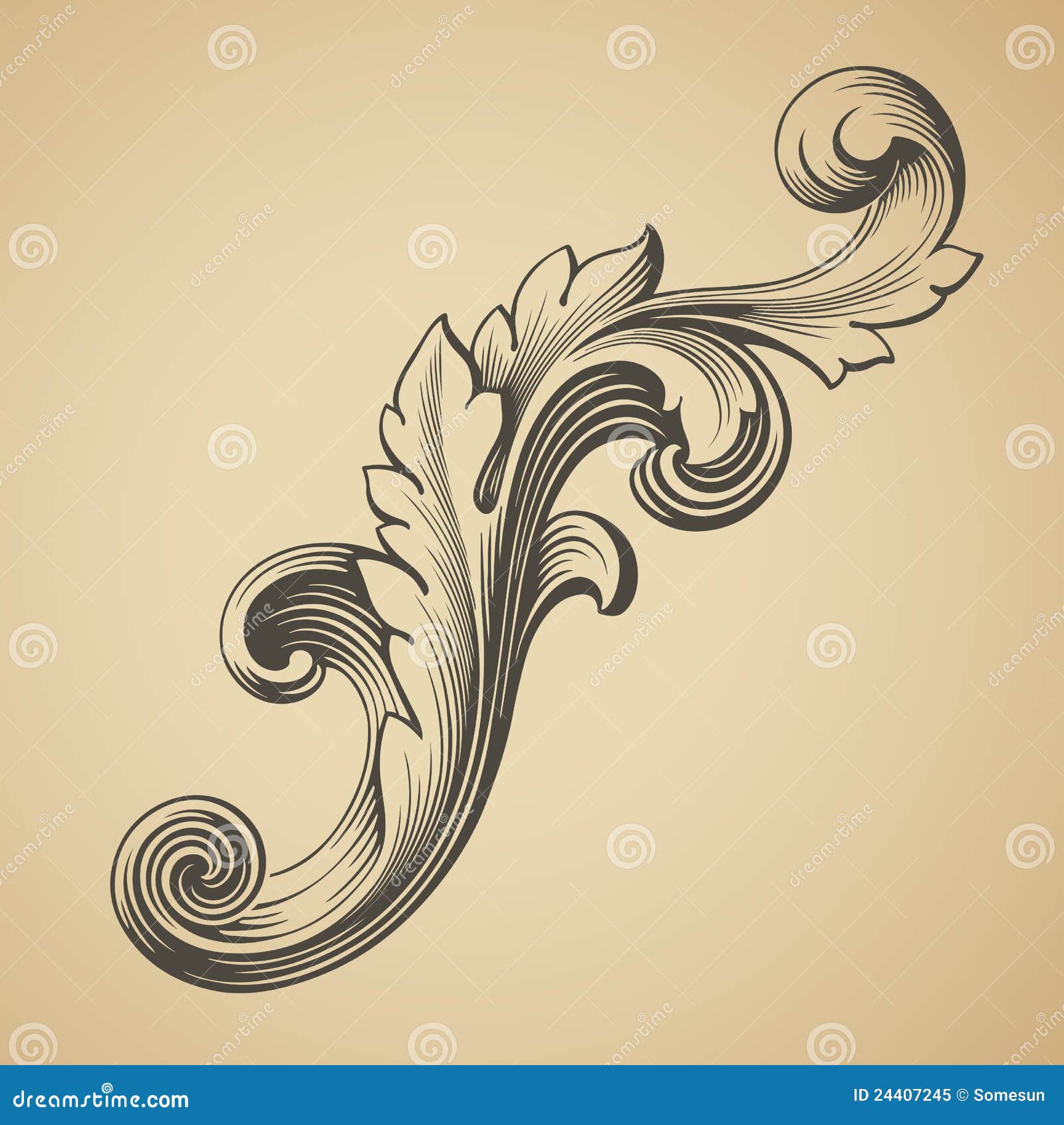 Vector Vintage Baroque Pattern Design Element Stock Vector ...