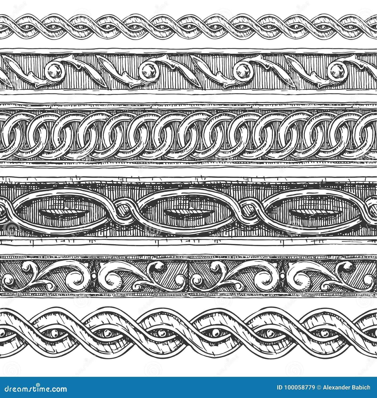 Baroque Seamless 3d Borders Pattern. Vector Damask Background Wallpaper ...