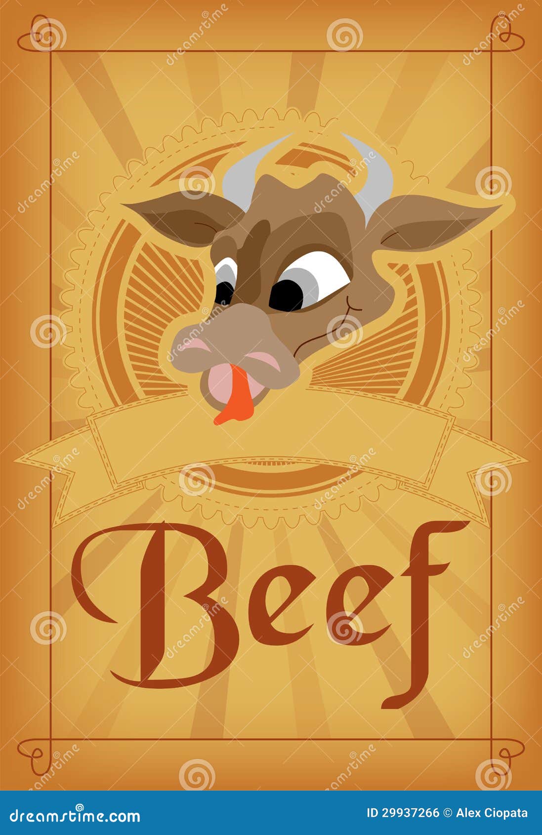 Set Of Vintage Beef Labels, Logos And Badges. Cartoon Vector ...