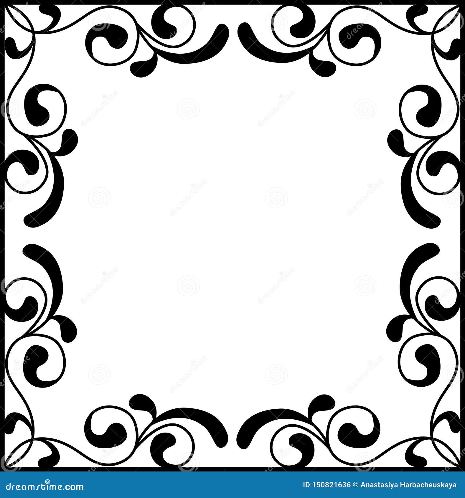 Vector Vintage Border Frame Engraving with Retro Ornament Stock ...