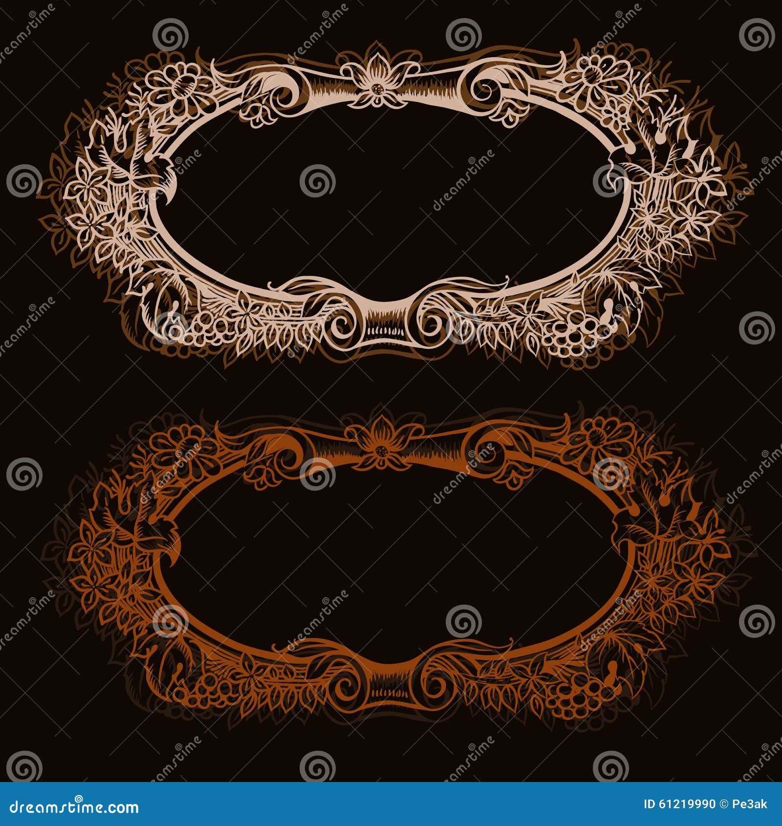 Vector Vintage Border Frame Engraving with Retro Ornament Patter Stock ...