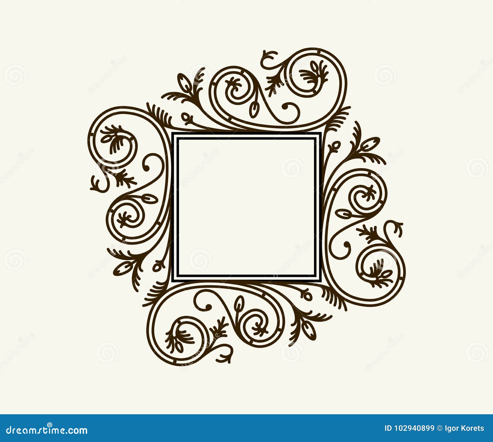 Rococo Style Border Frame Vector Illustration | CartoonDealer.com #3841274