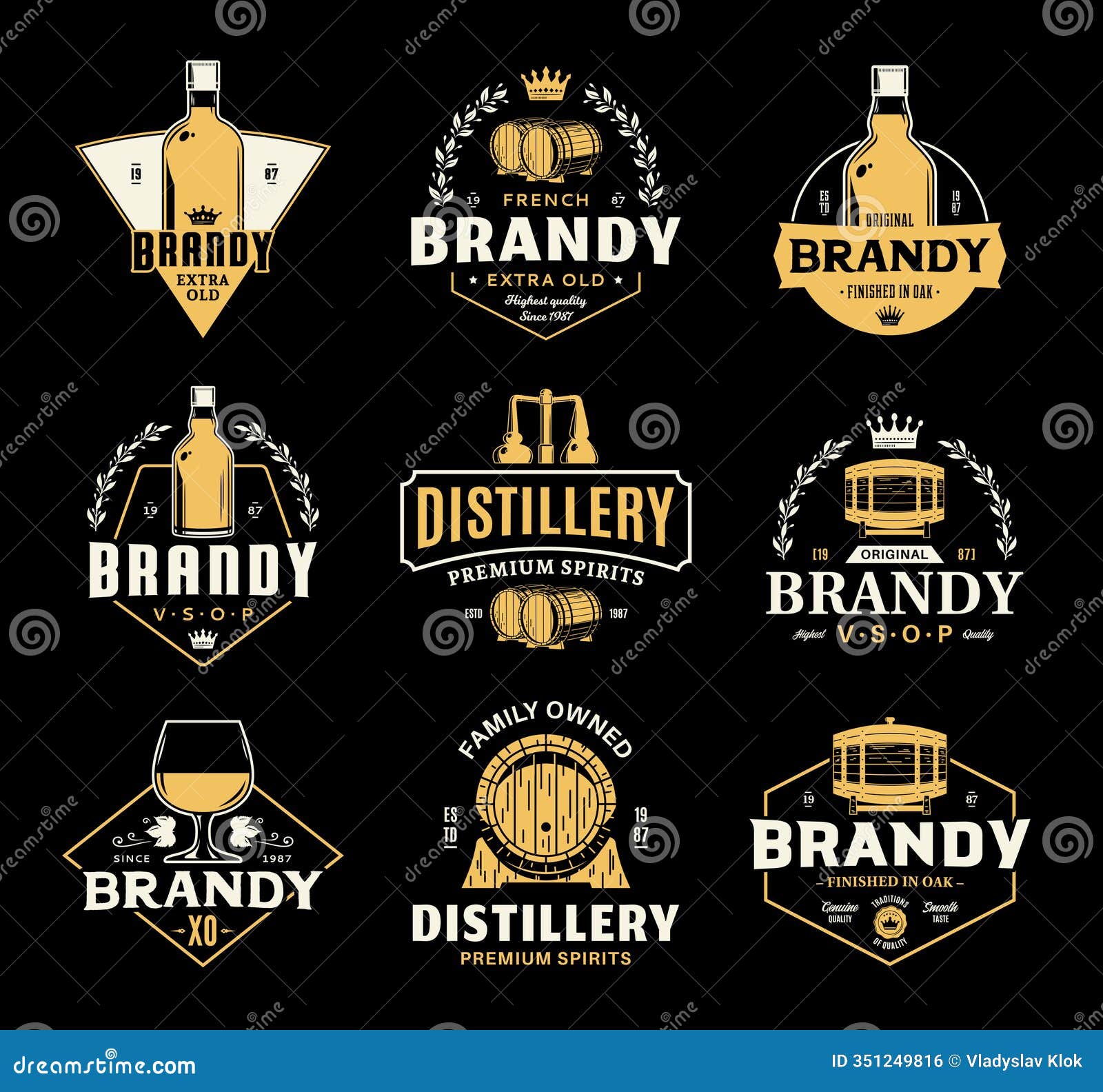 Vector vintage brandy logo stock vector. Illustration of badge - 351249816