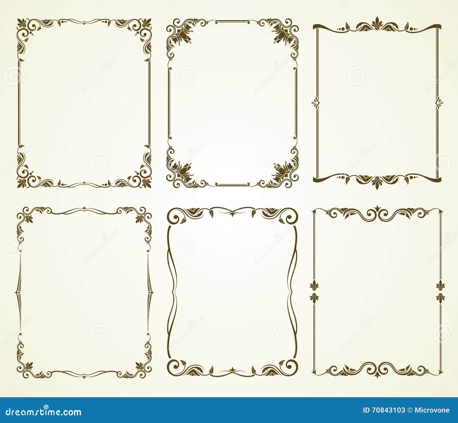 Vector Vintage Calligraphic Frames Set Stock Vector - Illustration of ...