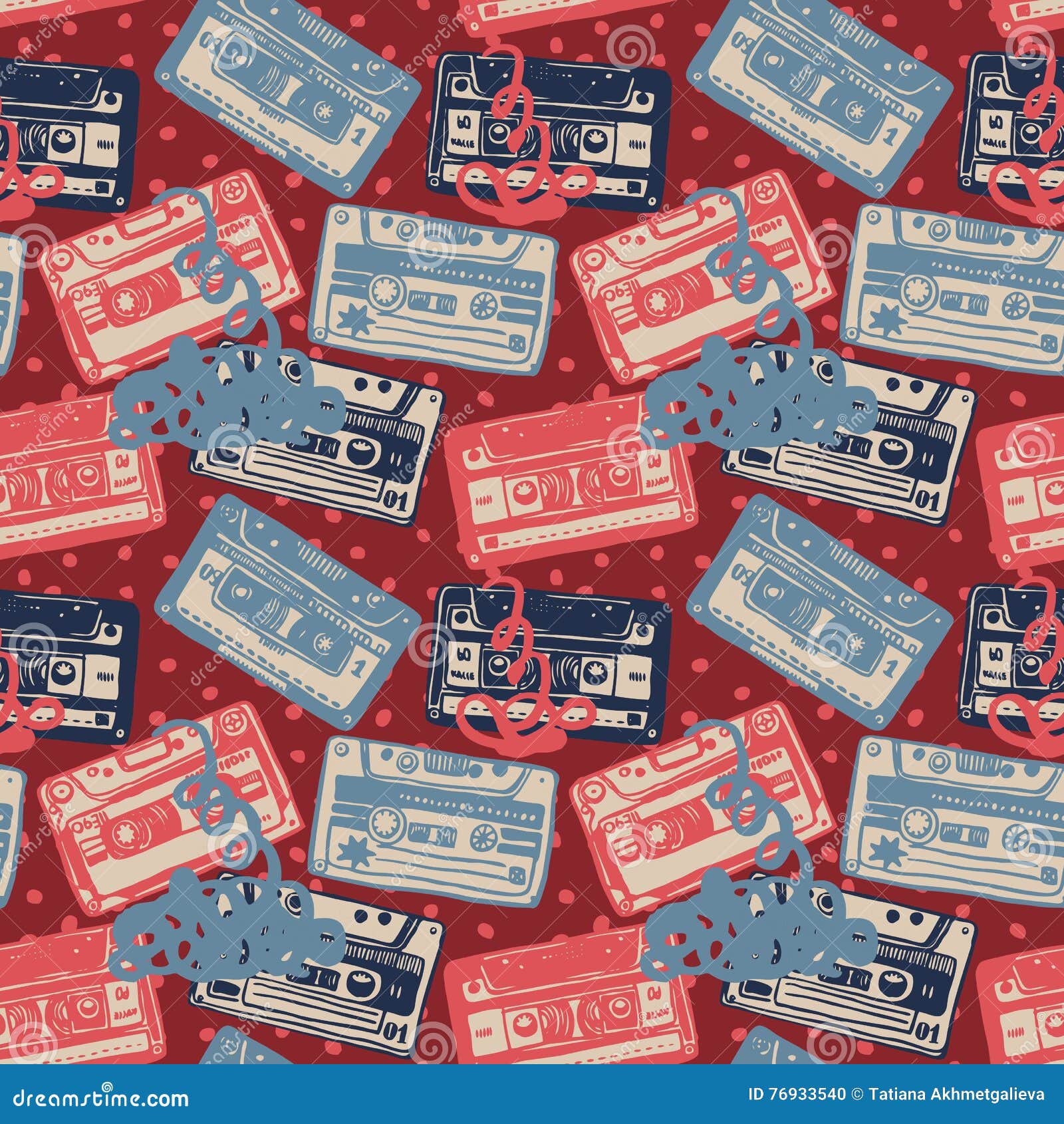 Vector with Vintage Cassettes, Tapes, Old Music. Stock Vector ...