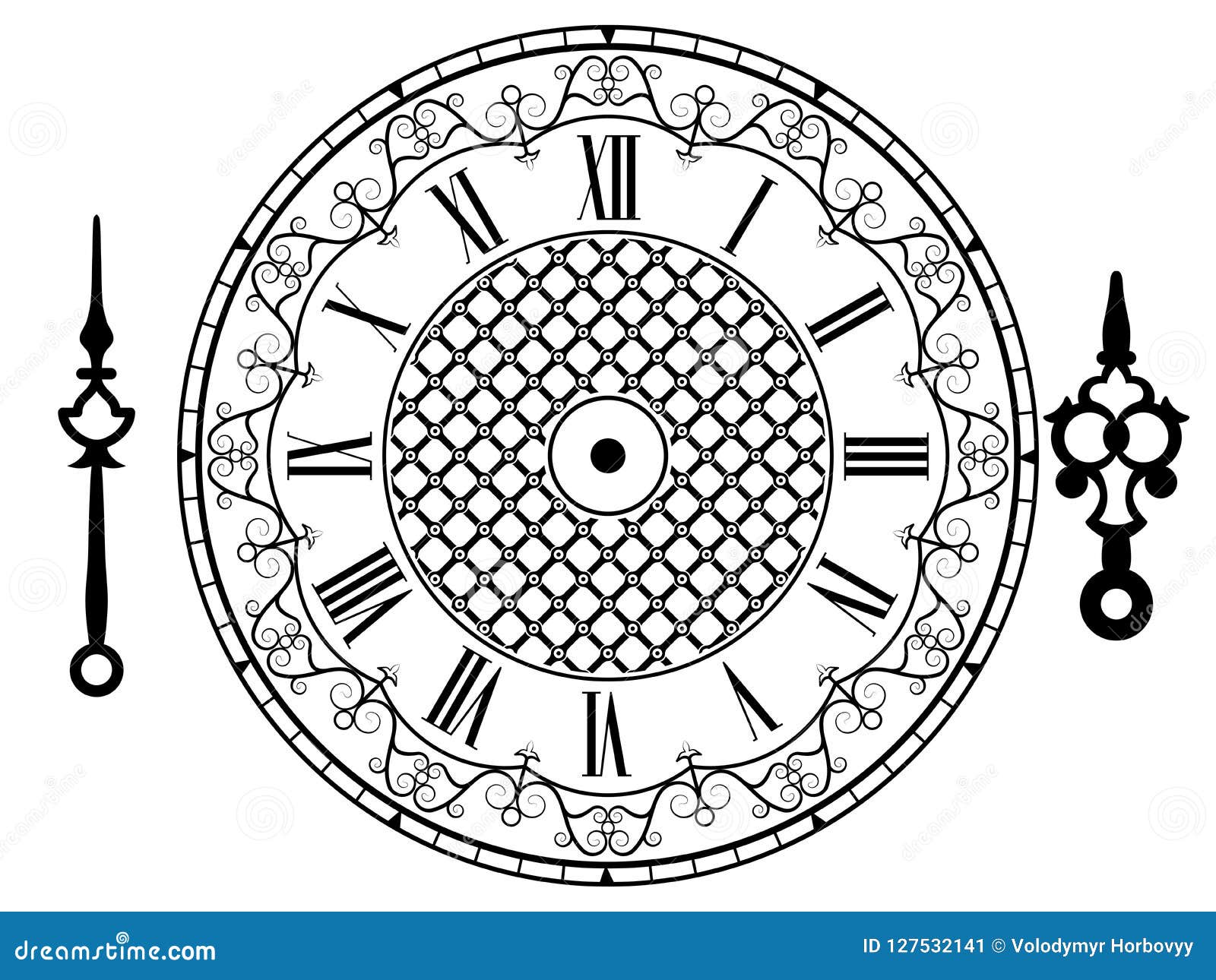 Vector vintage clock stock vector. Illustration of elegance - 127532141