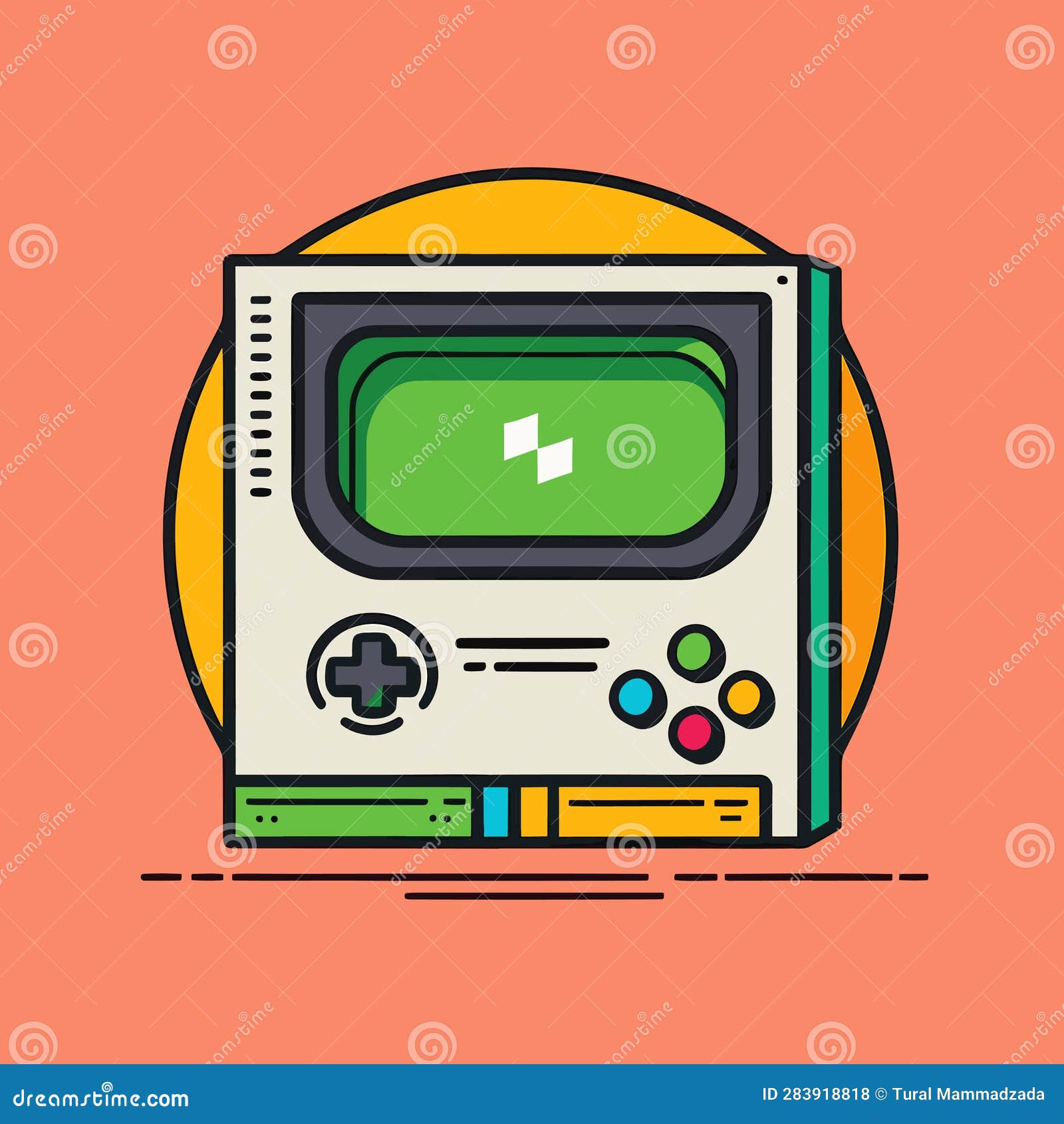 Vector of a Vintage Computer with a Classic Green Screen Display Stock ...