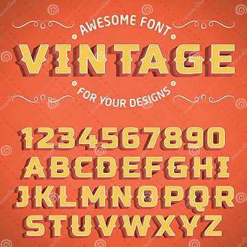 Vector Vintage 3D Font with Shadow Stock Vector - Illustration of ...
