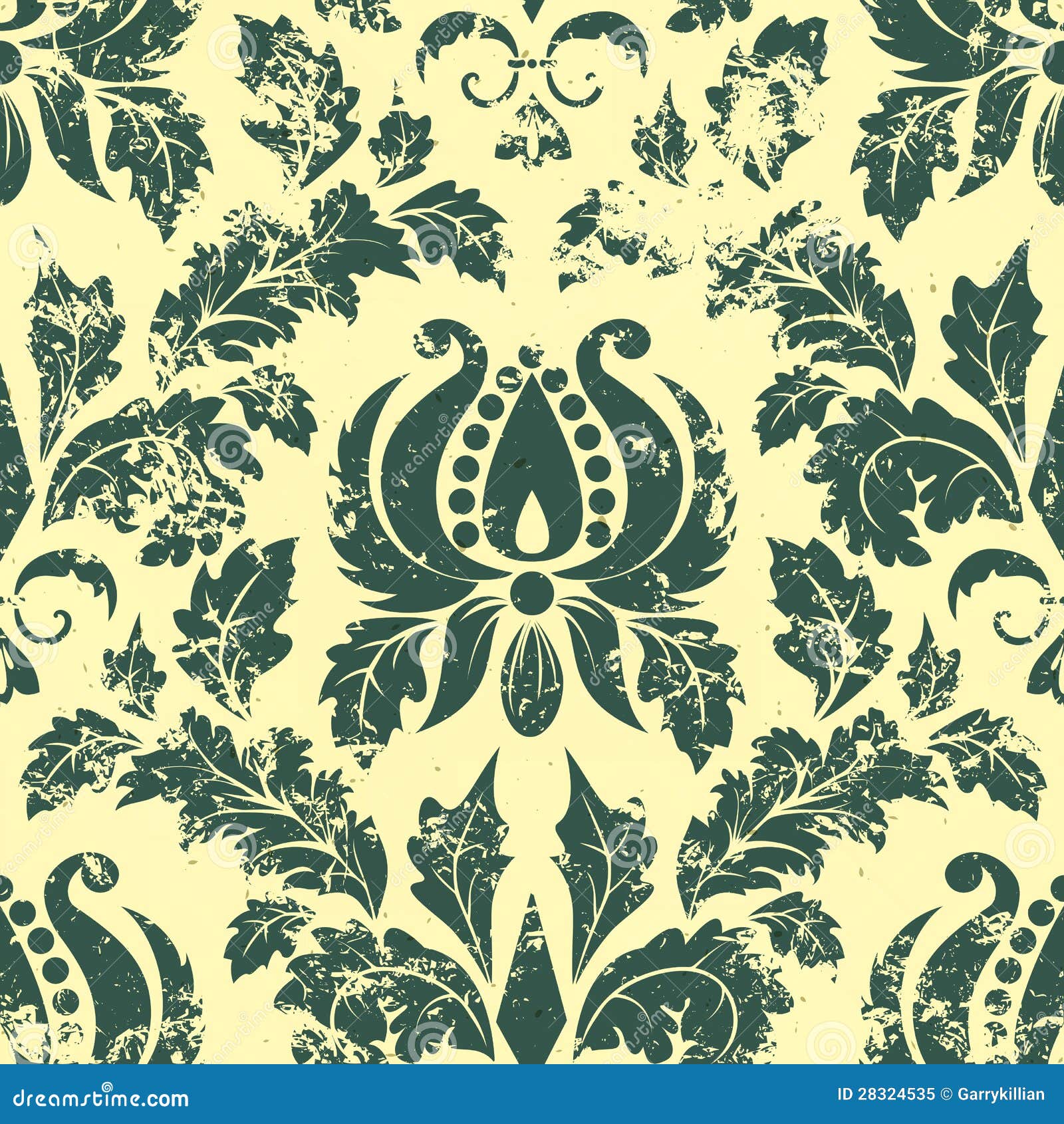 Vector Vintage Damask Seamless Pattern Element. Stock Vector ...