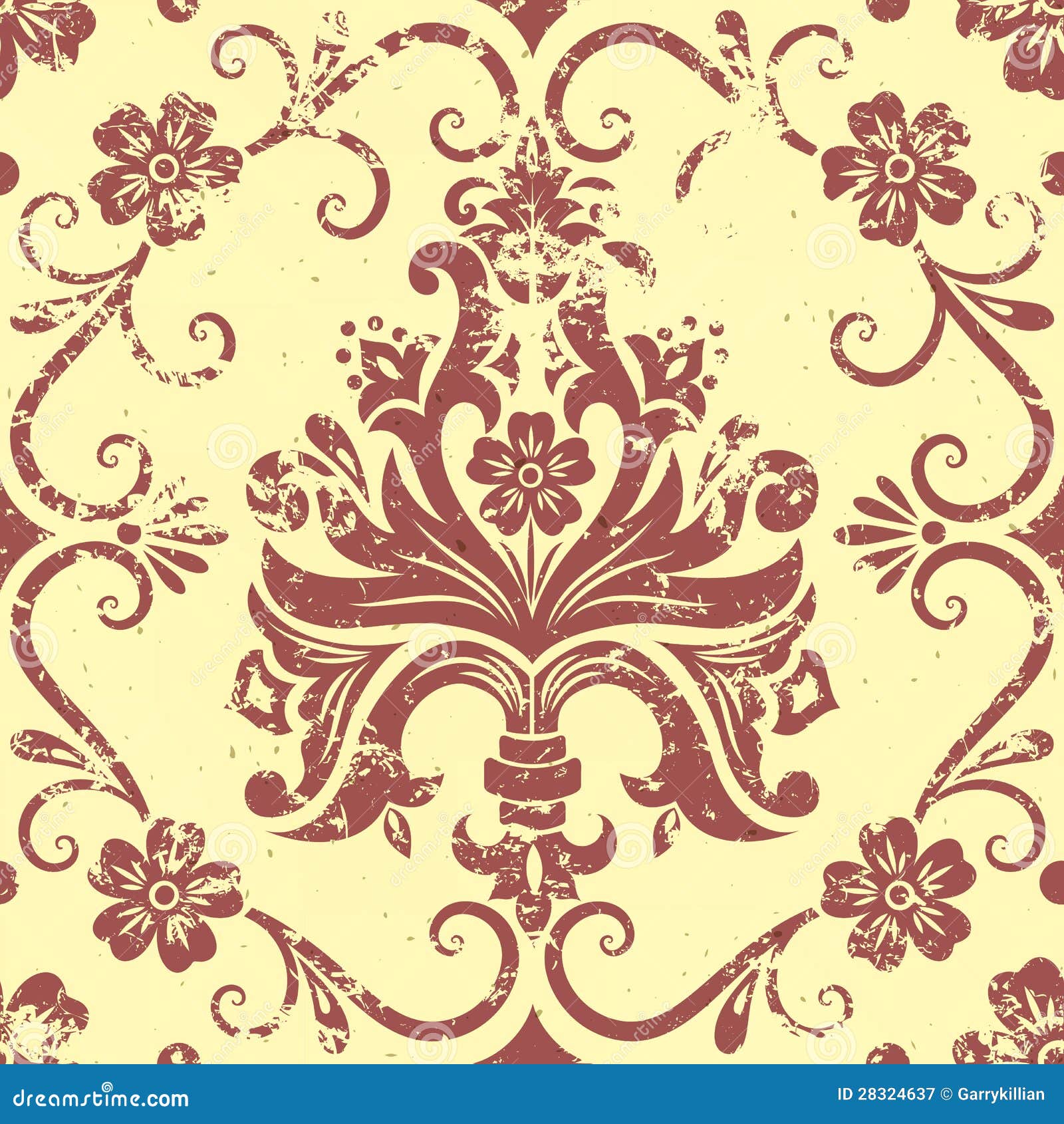 Vector Vintage Damask Seamless Pattern Element. Stock Vector ...
