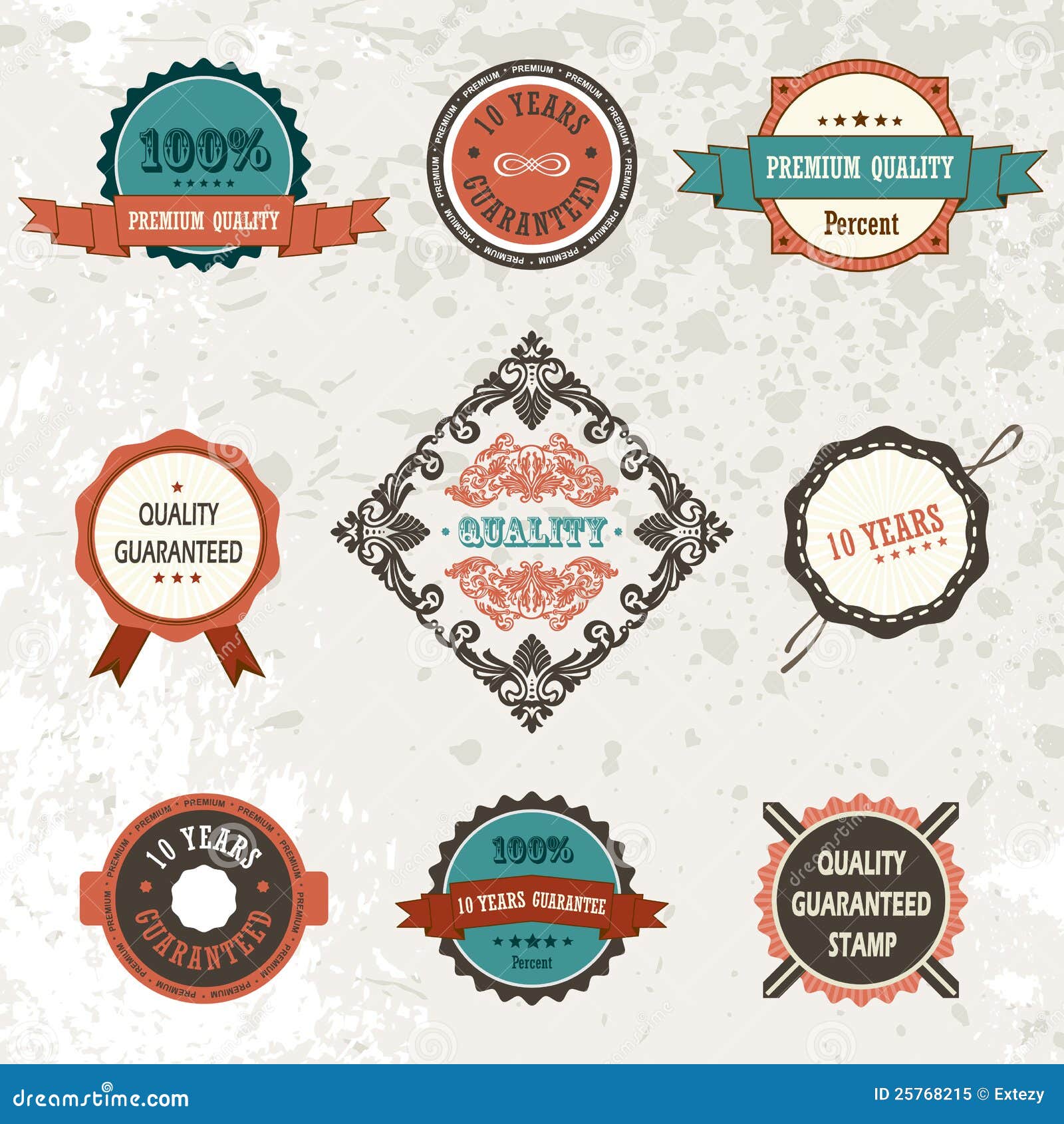 Vector Vintage Decor Elements Ribbon Stamps Stock Vector - Illustration ...
