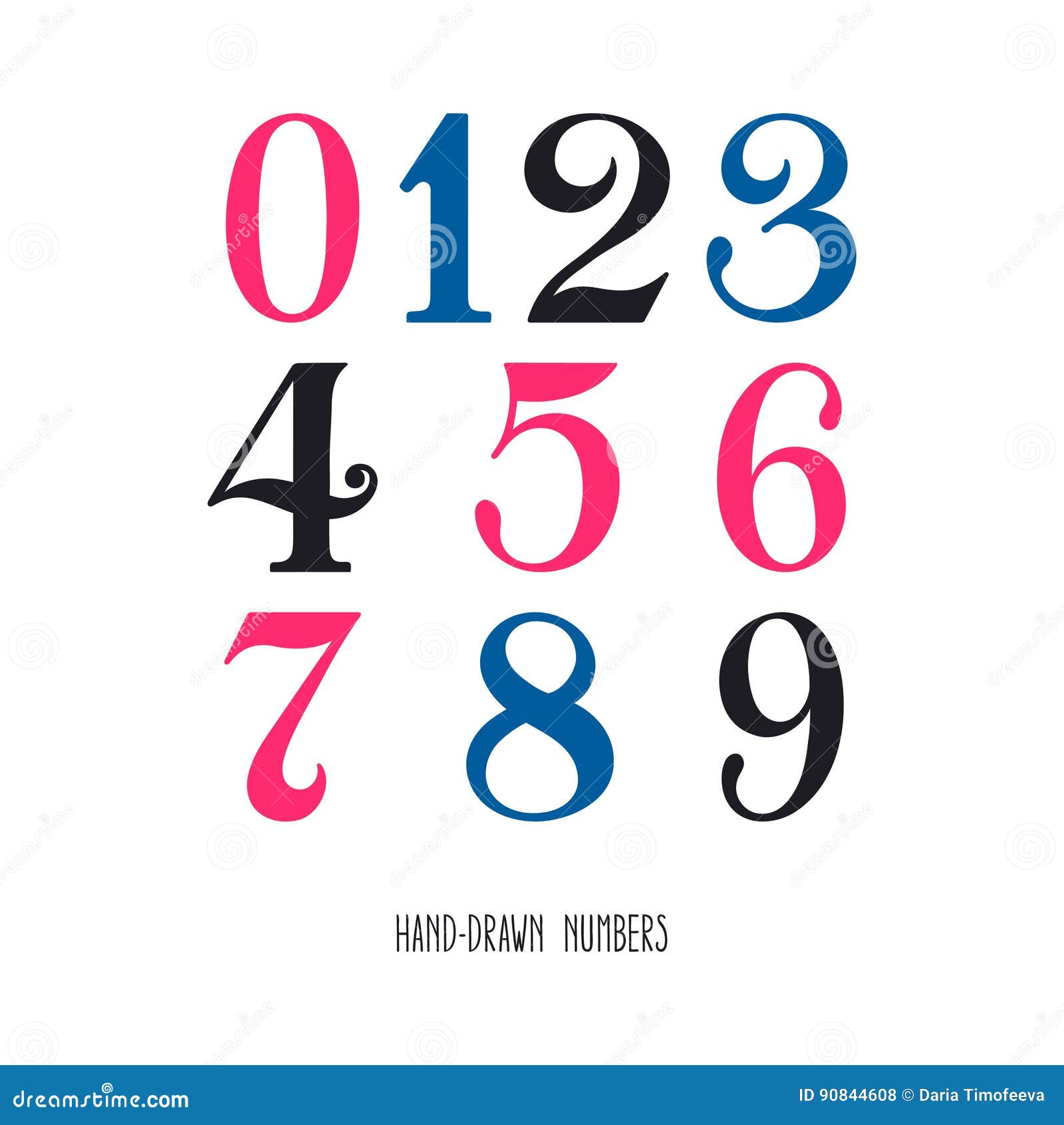 Vector vintage digits stock vector. Illustration of retro - 90844608