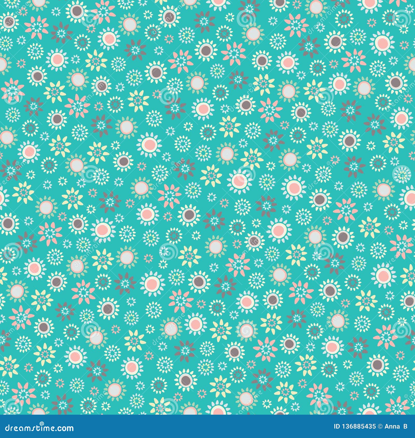 Vector Vintage Ditsy Floral Seamless Repeat Pattern Stock Vector ...