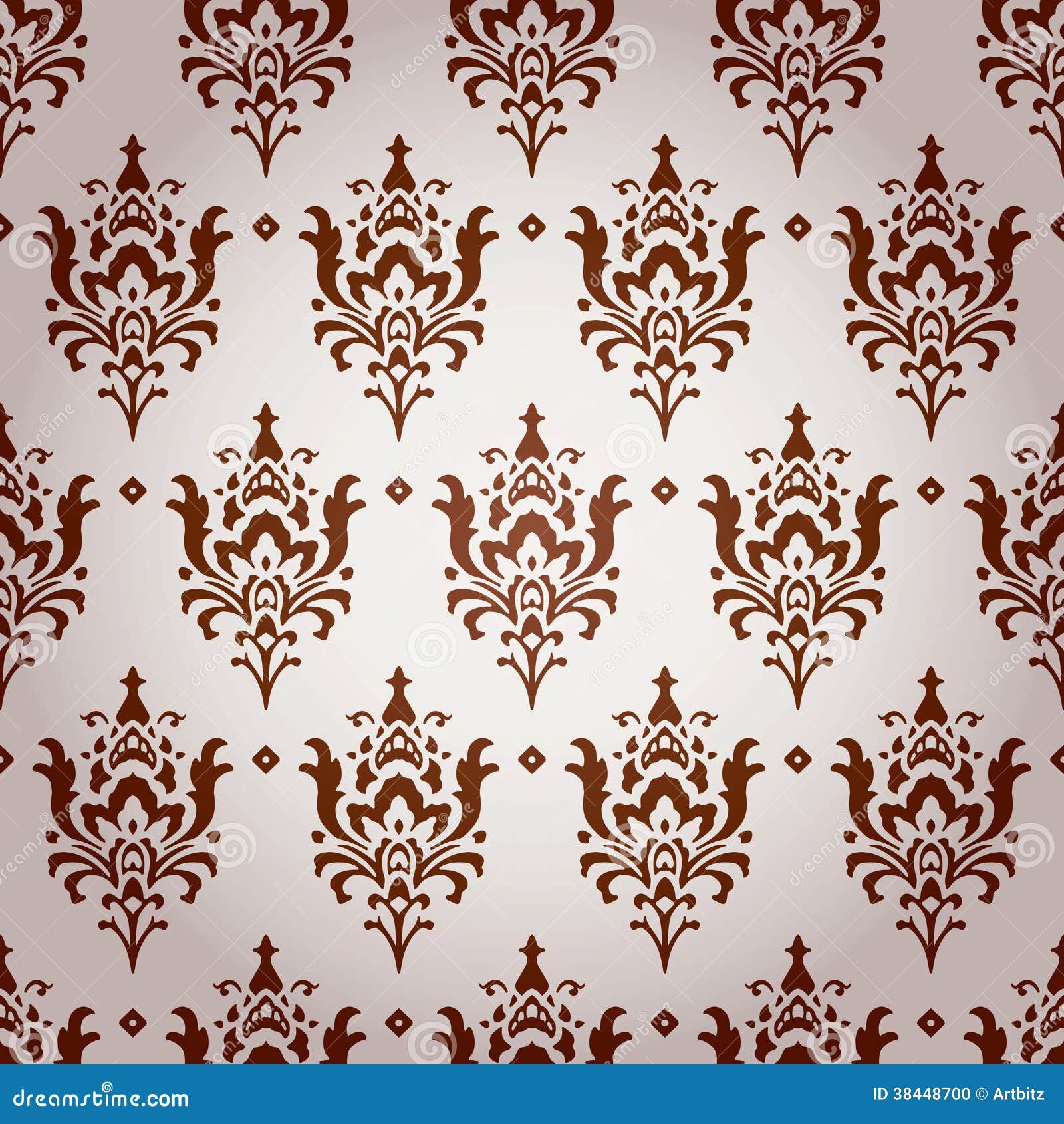 Vector Vintage Floral Damask Pattern Stock Illustration - Illustration ...