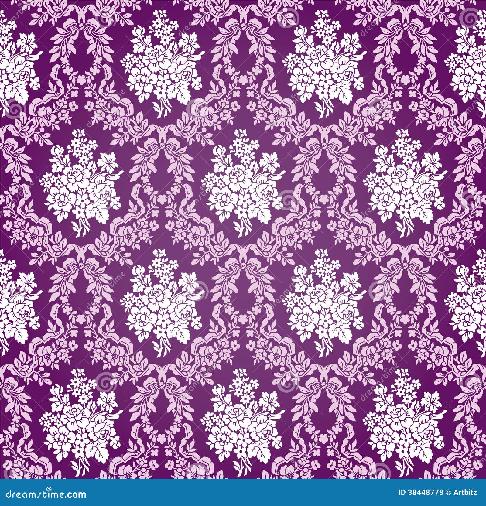 Vector Vintage Floral Damask Pattern Stock Illustration - Illustration ...