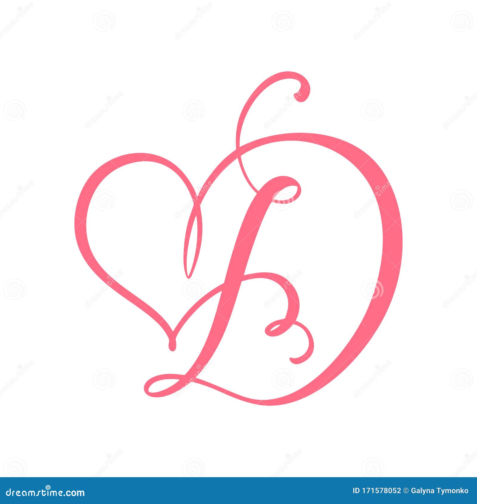 Vector Vintage Floral Monogram Letter D Calligraphy Element Heart Logo