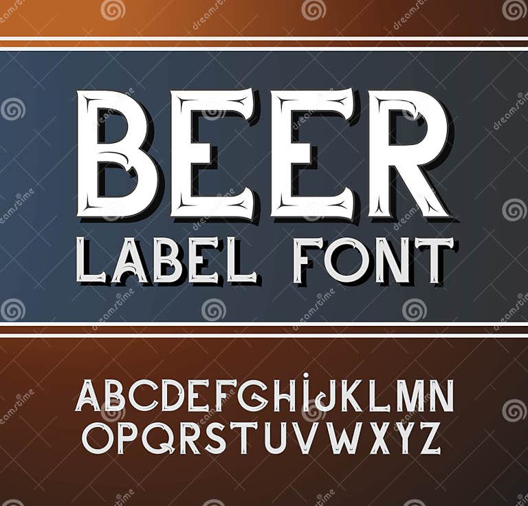 Vector Vintage Font. Beer Label Style Stock Vector - Illustration of ...