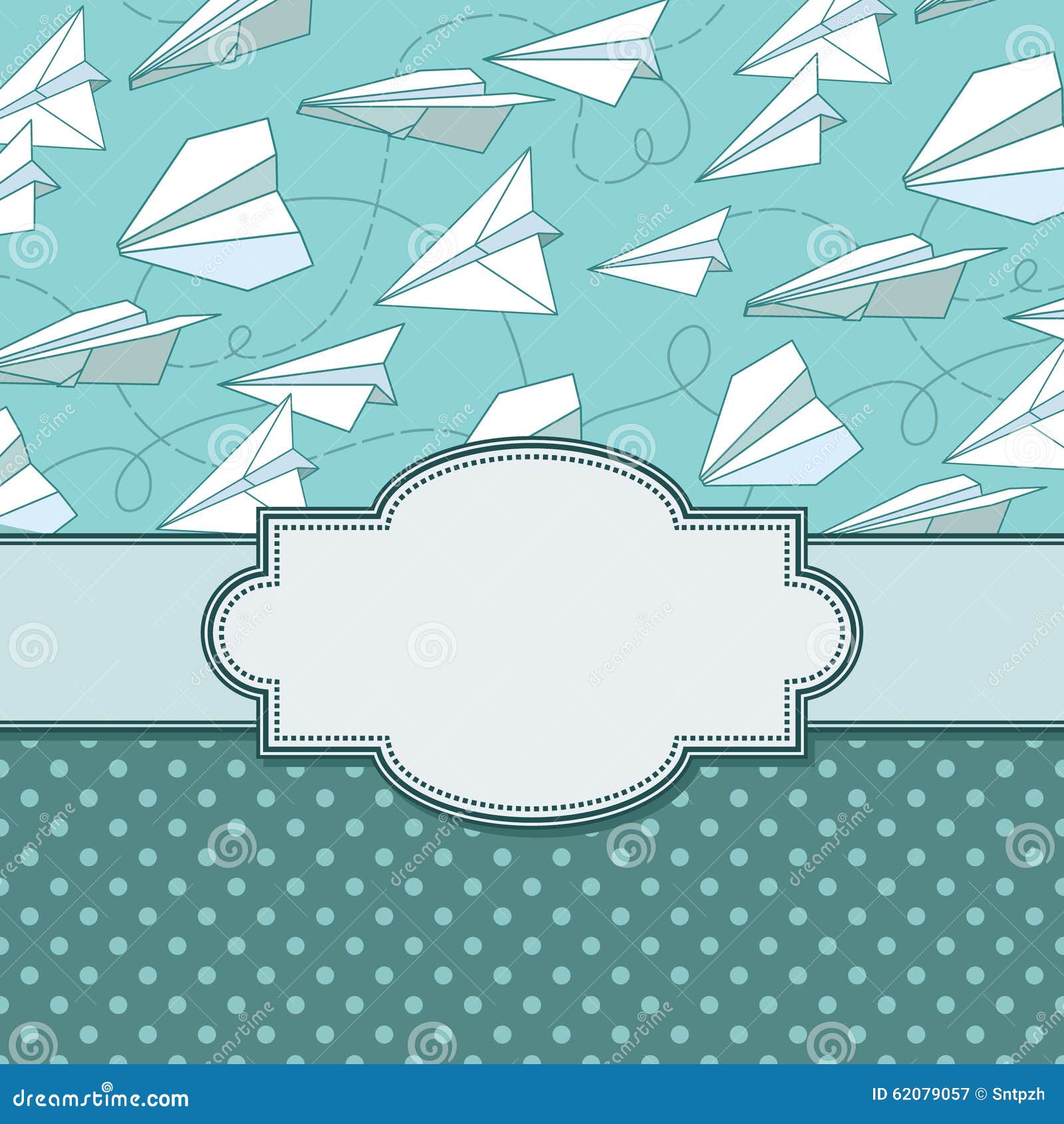 Vector Vintage Frame with Paper Planes. Stock Vector - Illustration of ...