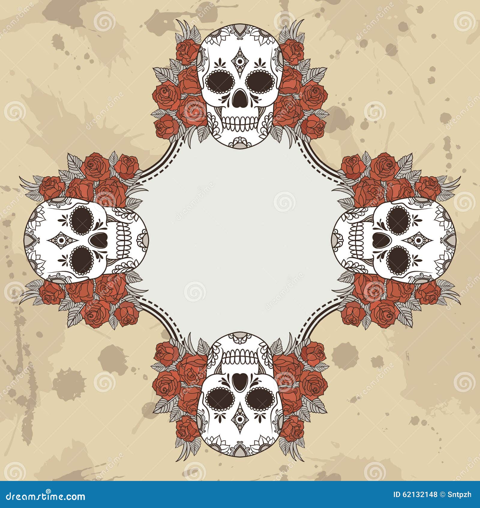 Vector Vintage Frame with Skulls Stock Vector - Illustration of ornate ...