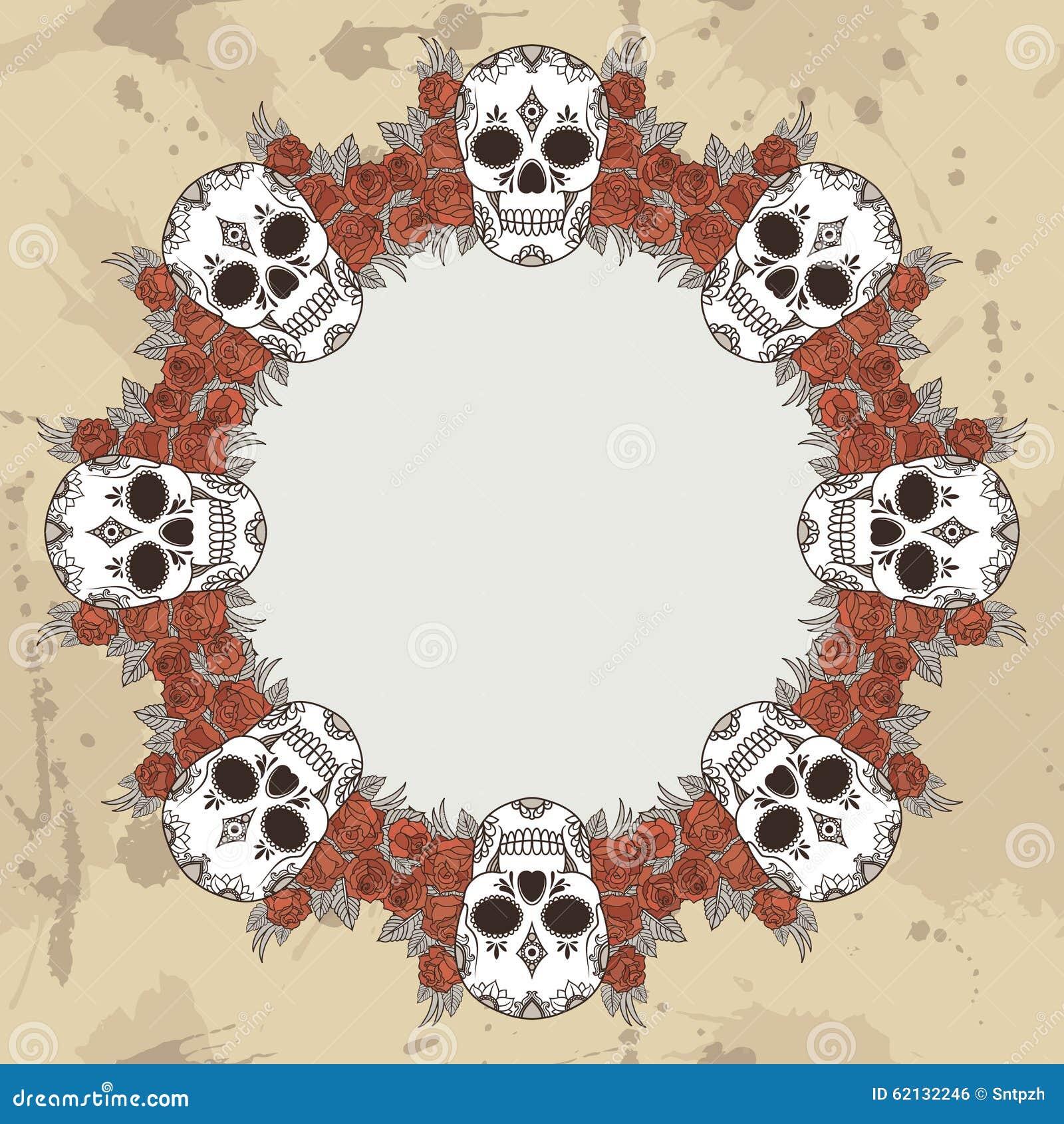 Vector Vintage Frame with Skulls Stock Vector - Illustration of ...