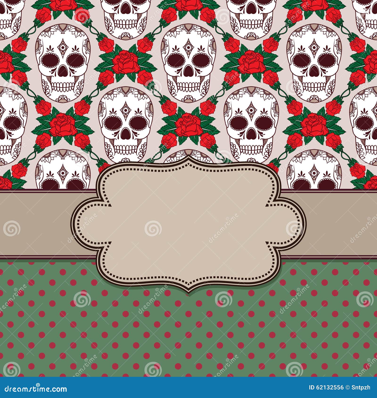 Vector Vintage Frame with Skulls Stock Vector - Illustration of antique ...