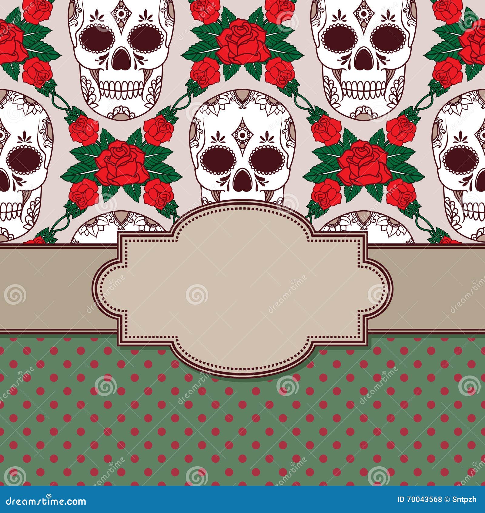 Vector Vintage Frame with Skulls Stock Vector - Illustration of graphic ...